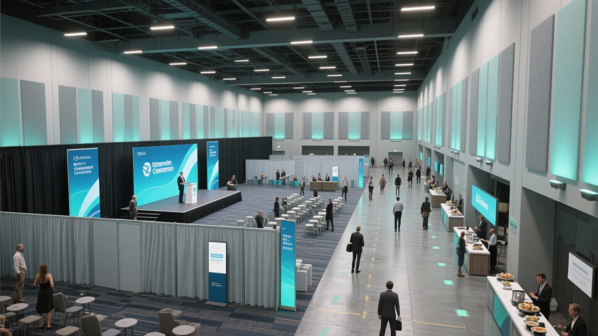 Abbu Convention Hall Event Layout: Fix Crowd Flow & Seating