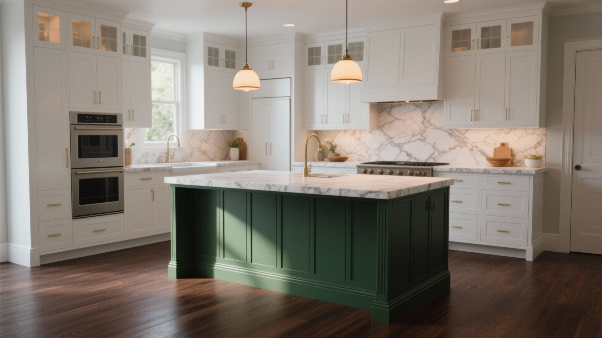 White Kitchen Cabinets with Dark Hardwood - 5 Ideas