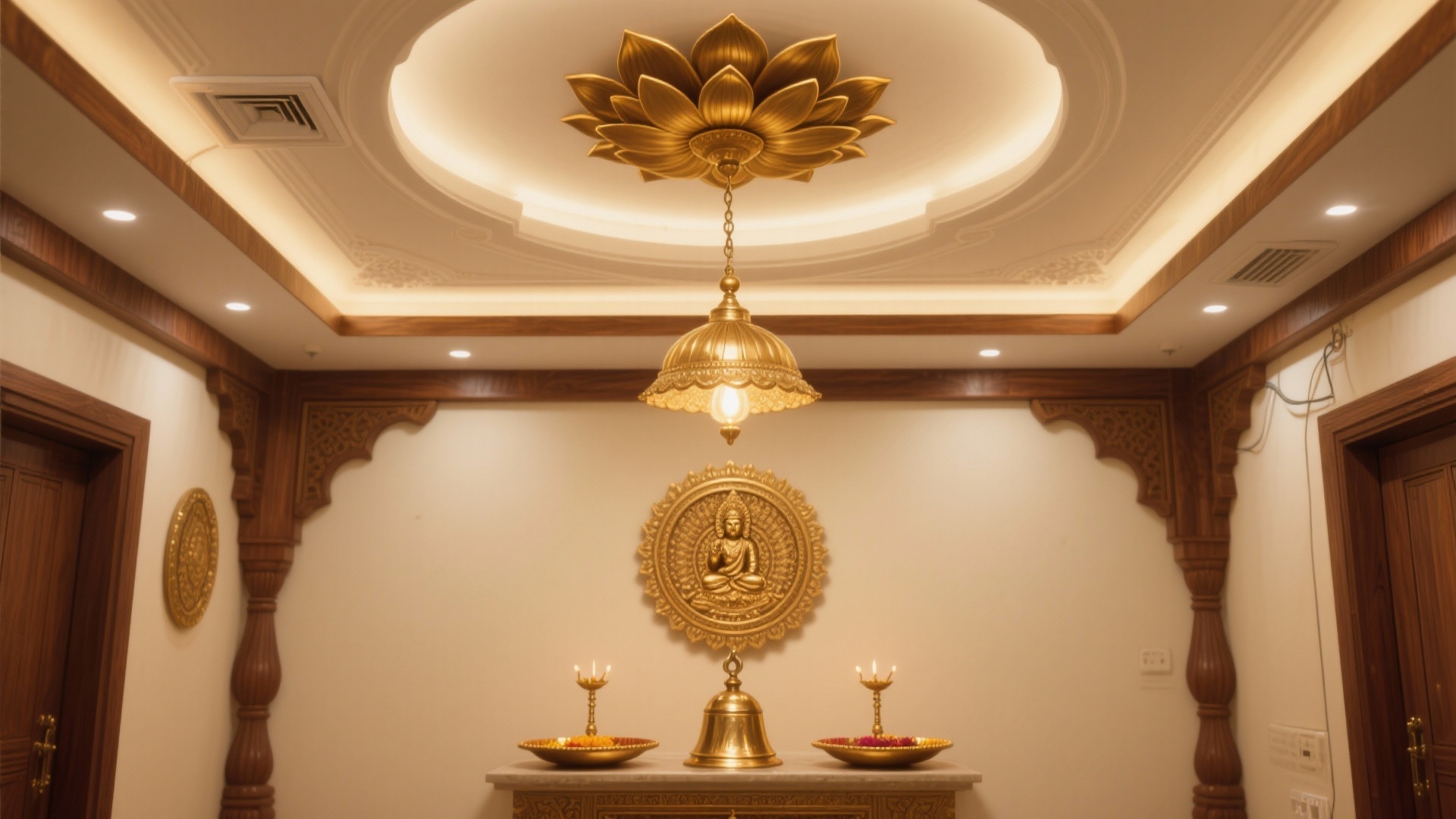 5 Traditional Pooja Room False Ceiling Designs