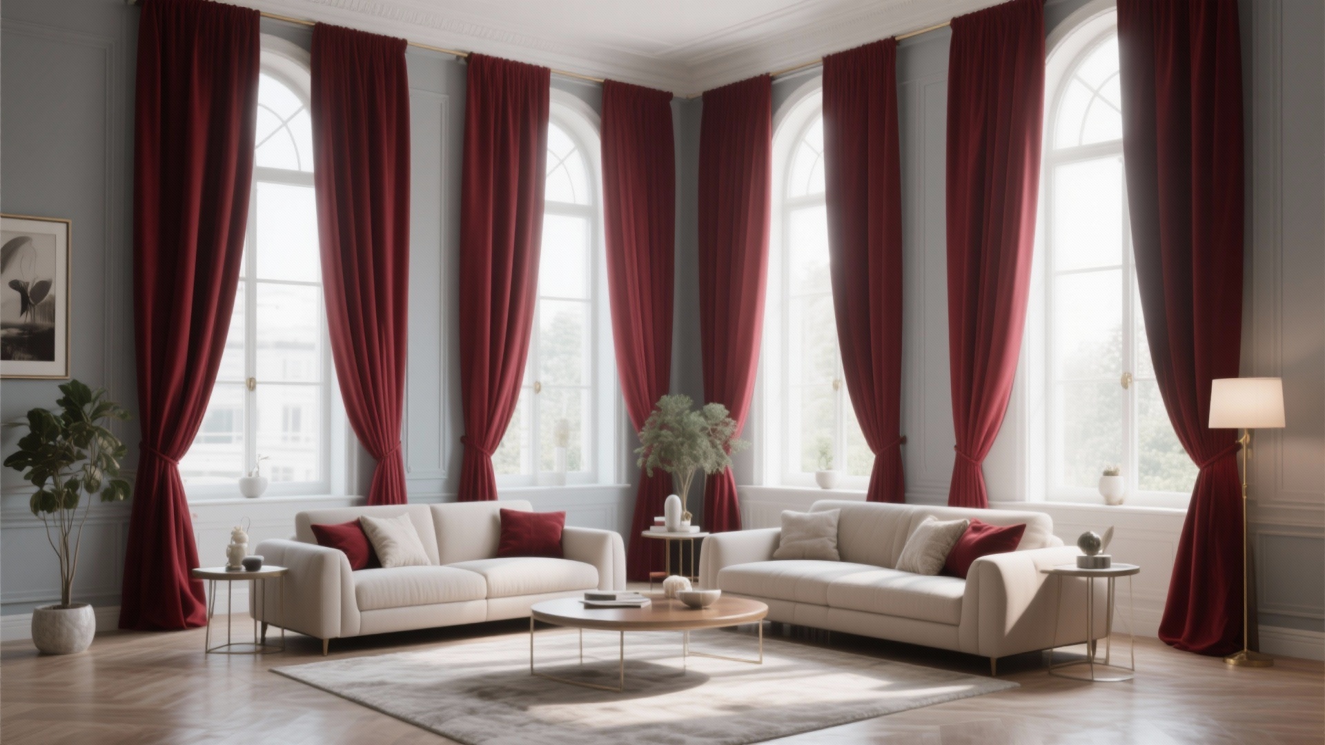 Burgundy And Gray Curtainsnull