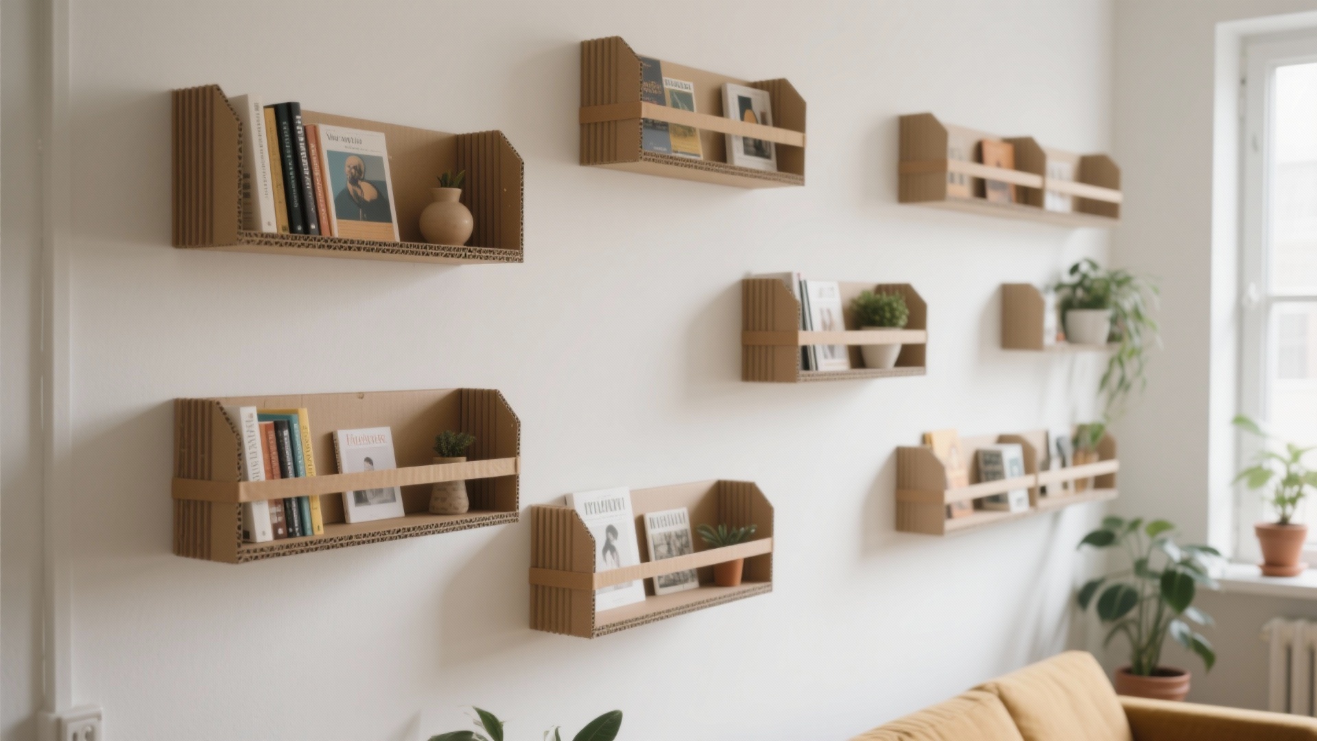 Cheap DIY Wall Bookshelf with Cardboard: Space-Saving Solutions
