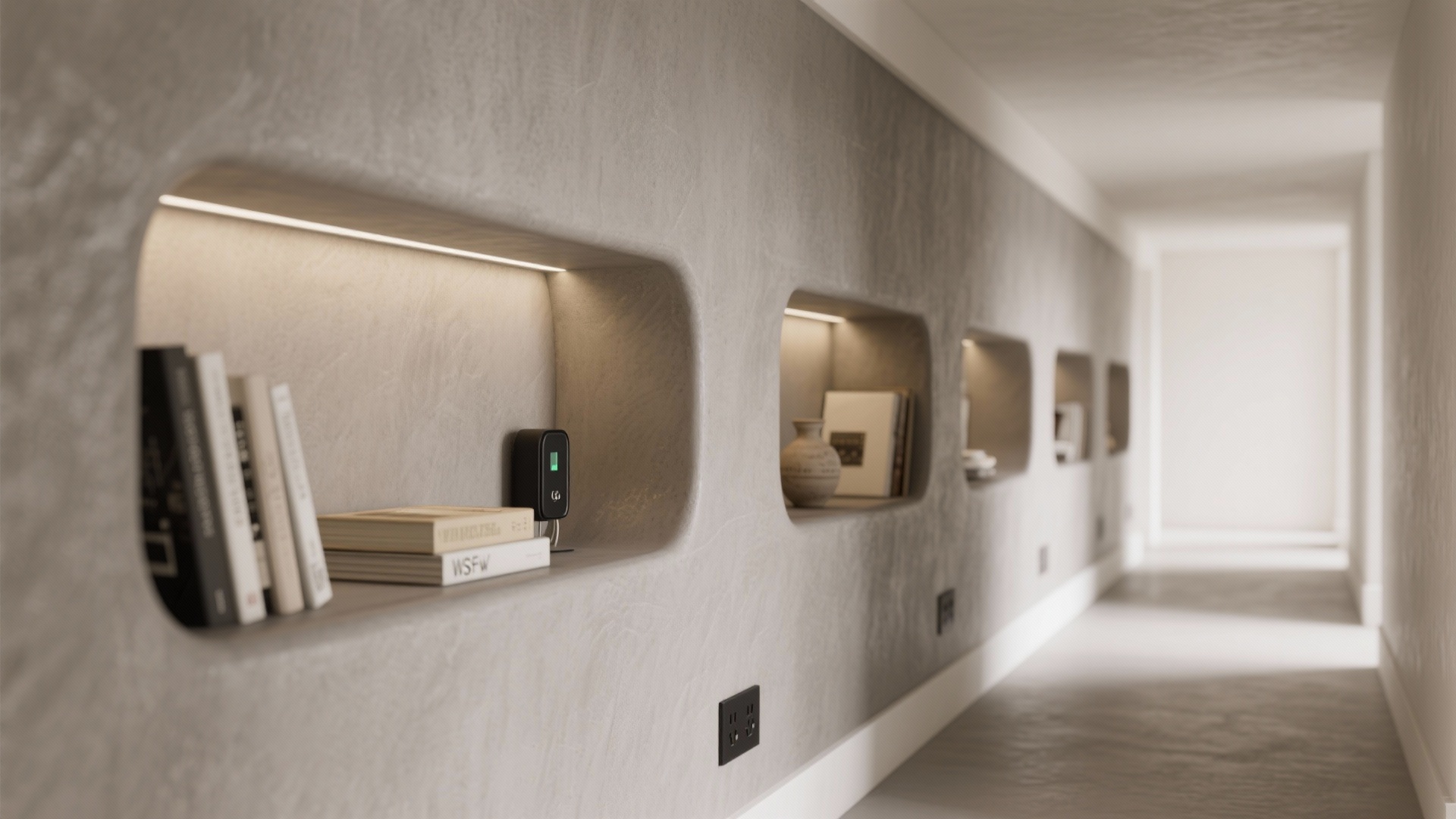 Hall Showcase Designs with Cement: Fix a Cold, Narrow Hall