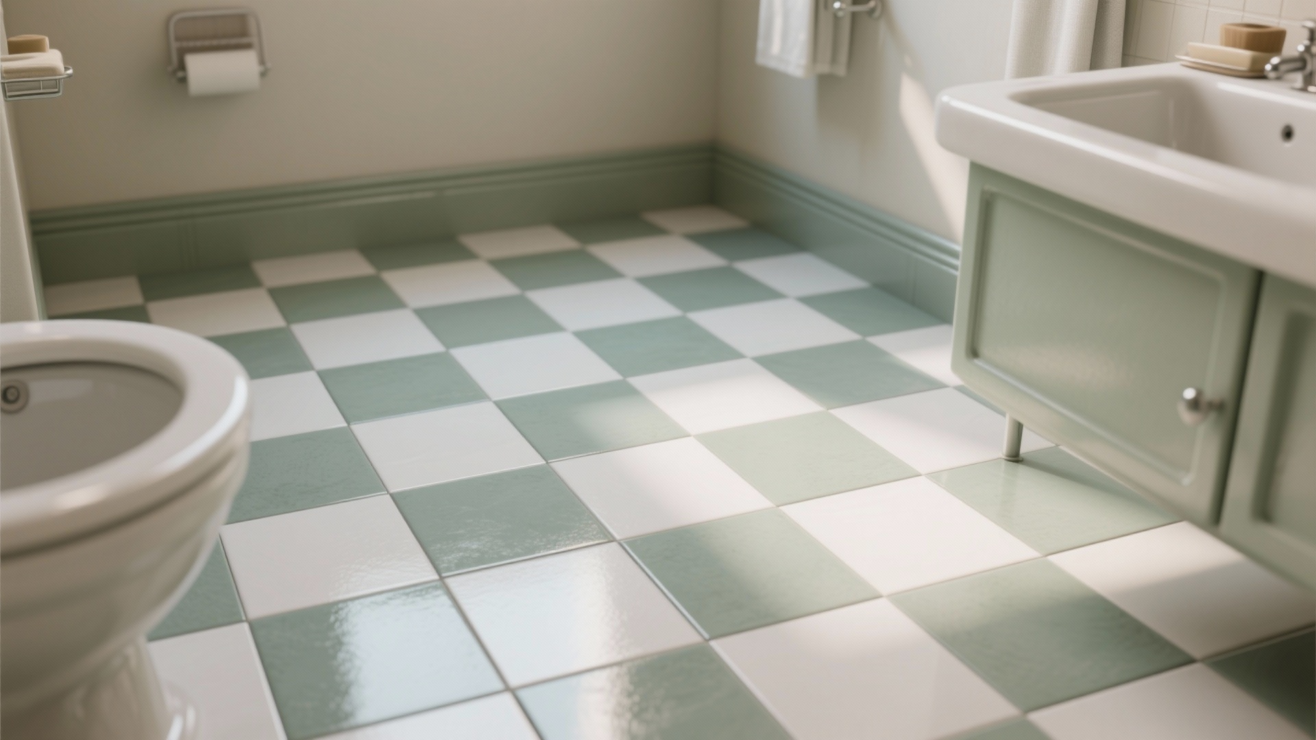 Small Bathroom Feels Dark? Green and White Tile Ideas