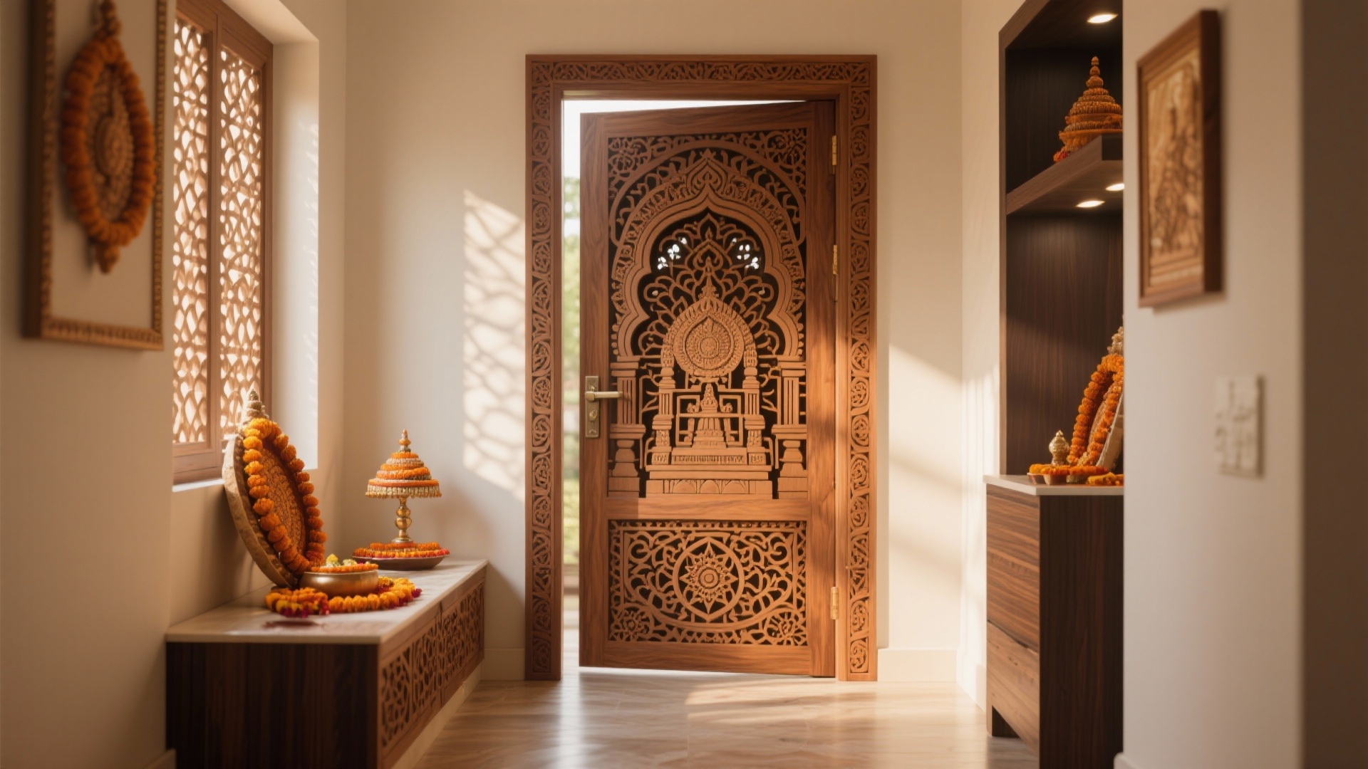 Pooja Room Door Looks Plain? 5 CNC Pooja Door Designs