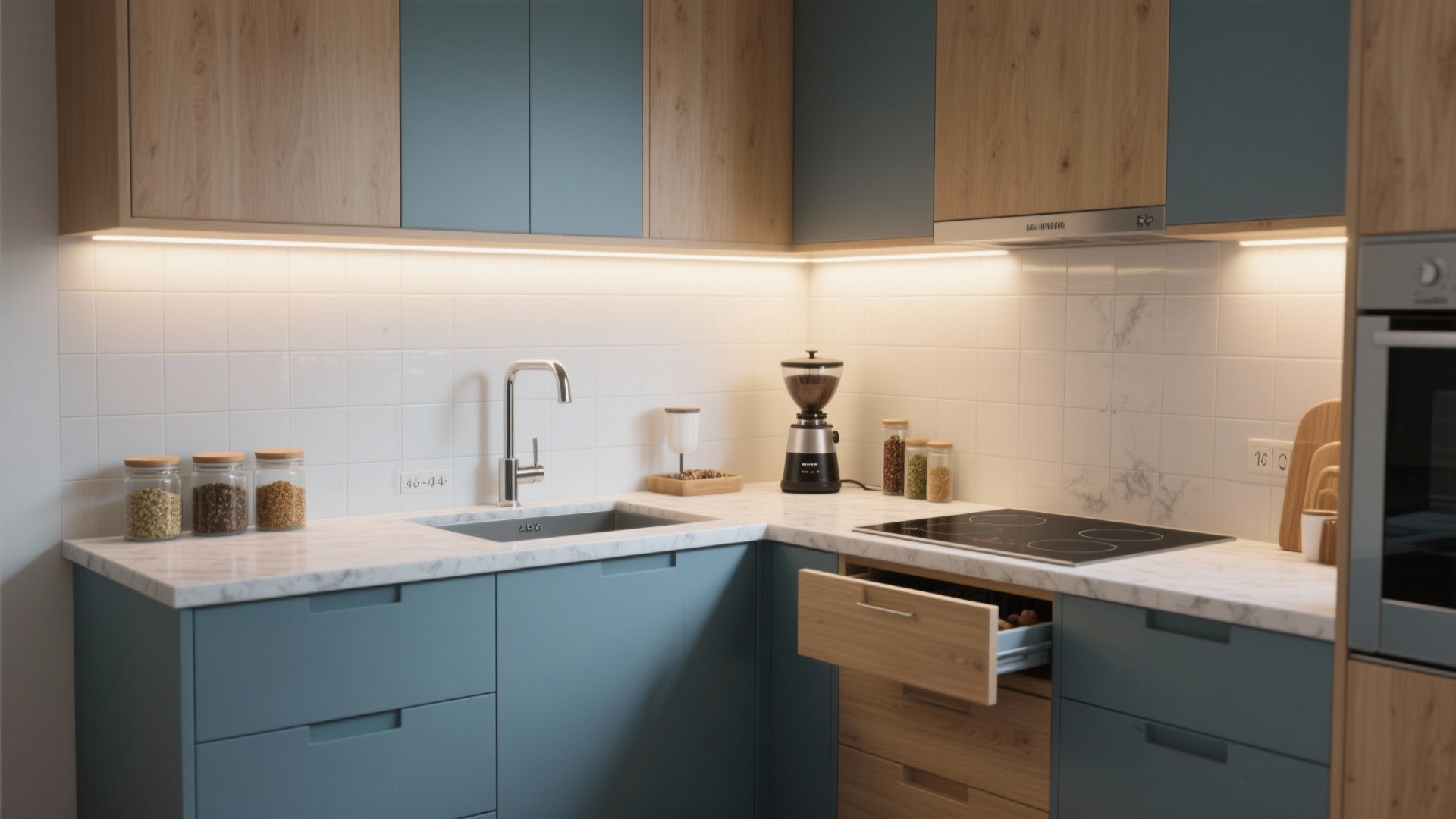 Compact Dry Kitchen Feels Cramped? Fix Layout & Lighting