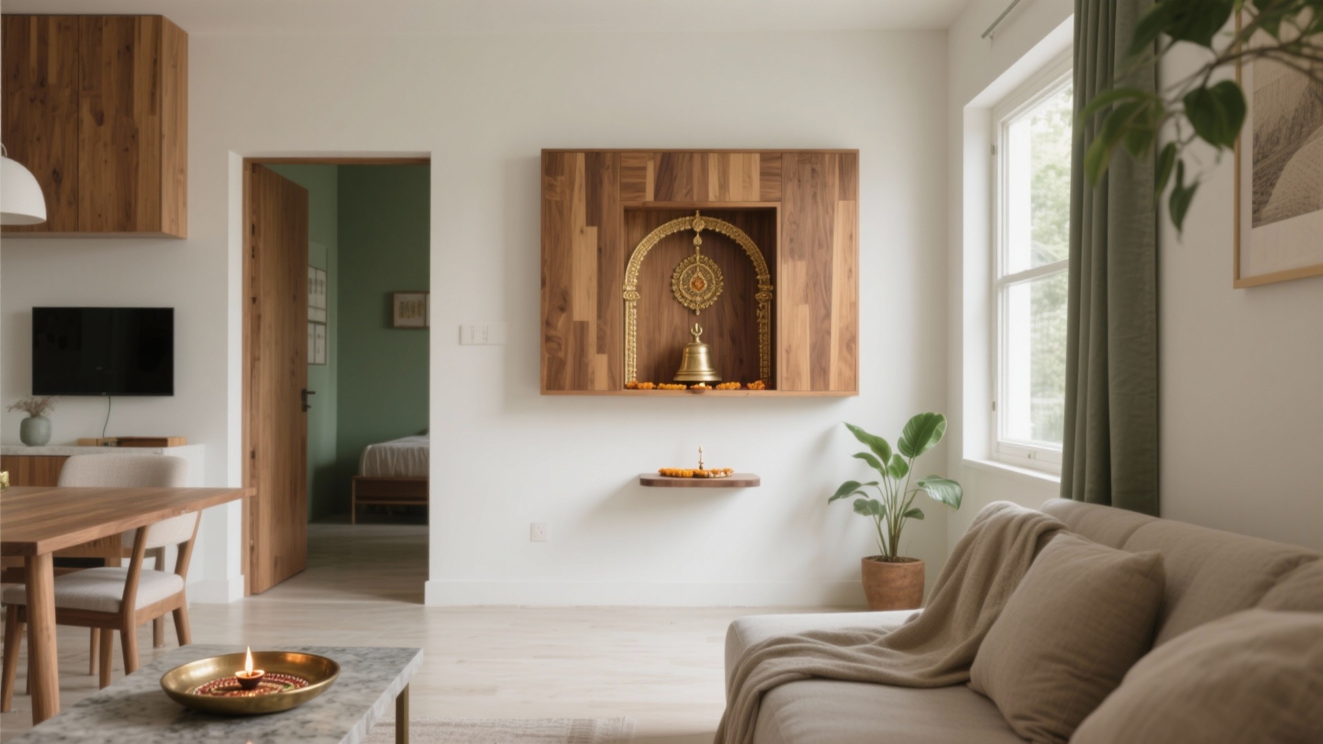 Small Apartment, No Space? Wooden Pooja Mandir Designs That Fit
