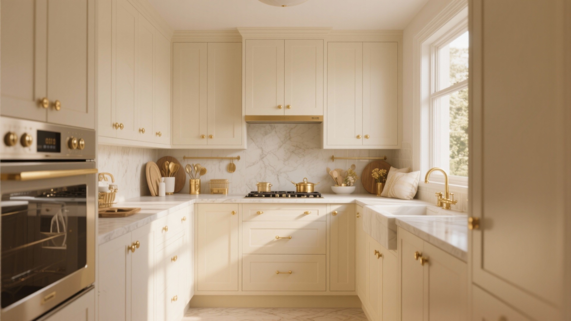 Cream and Gold Kitchen Looks Gaudy? 5 Small-Space Fixes