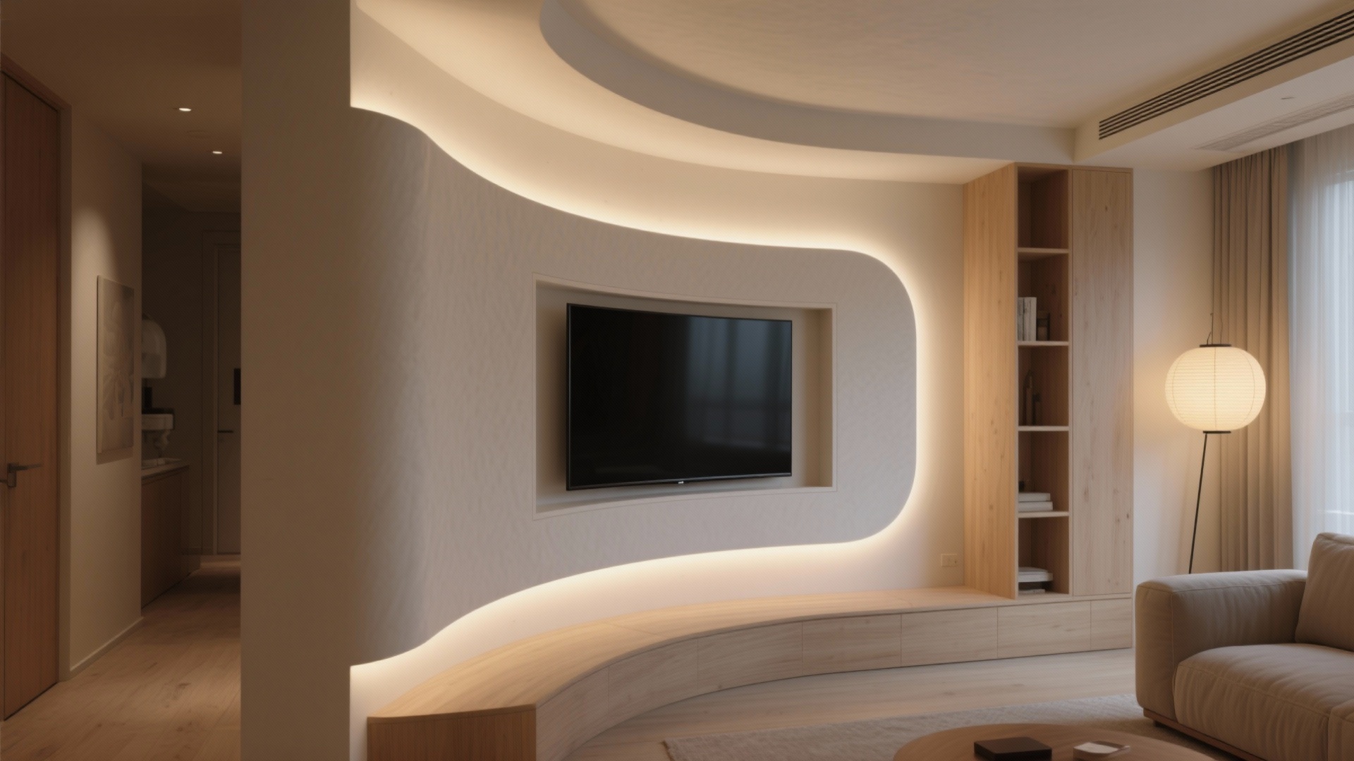 Small Living Room Feels Plain? Try Gypsum TV Wall Design