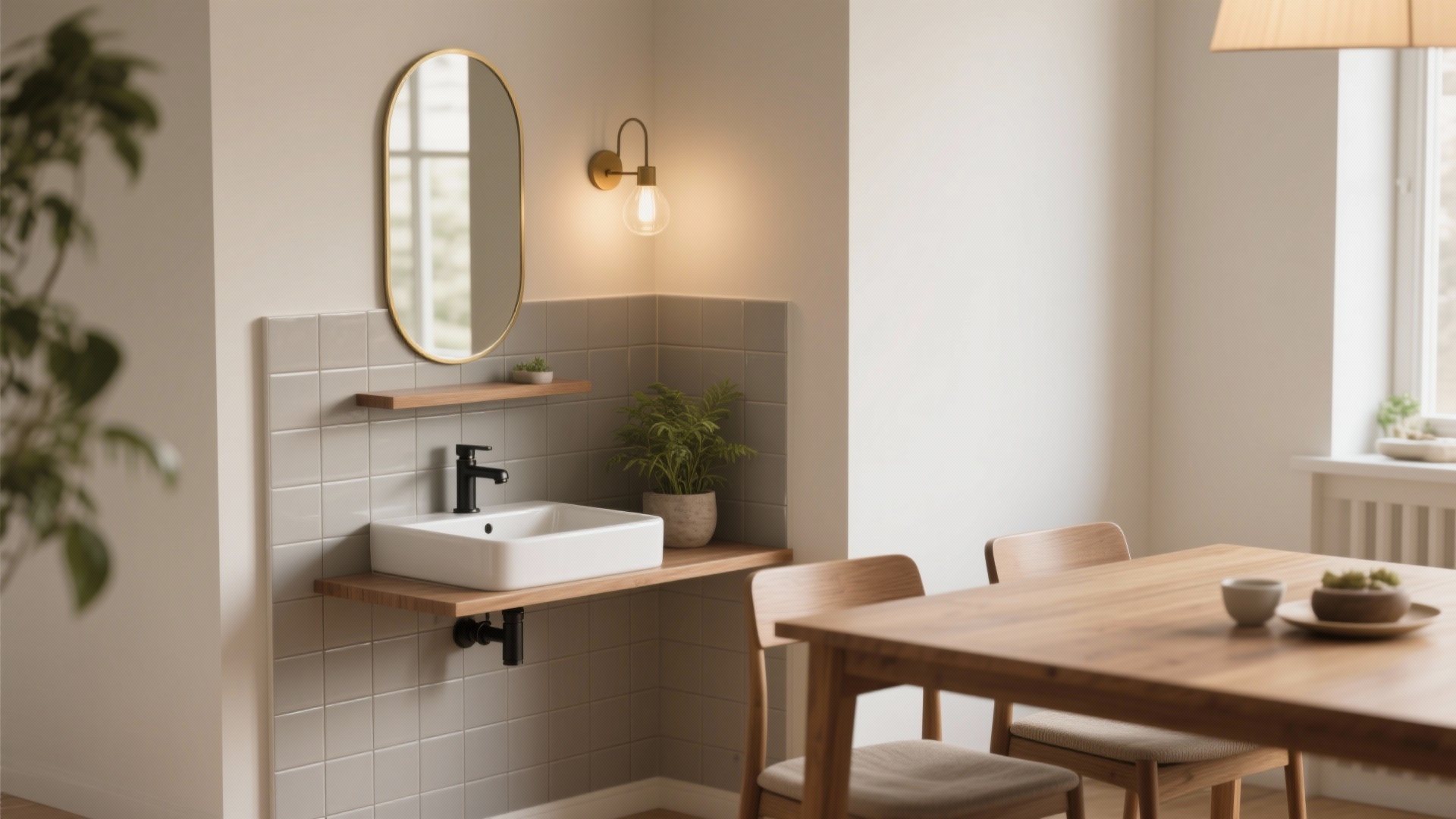 Dining Room Wash Basin Tiles Design: Fix a Small Corner
