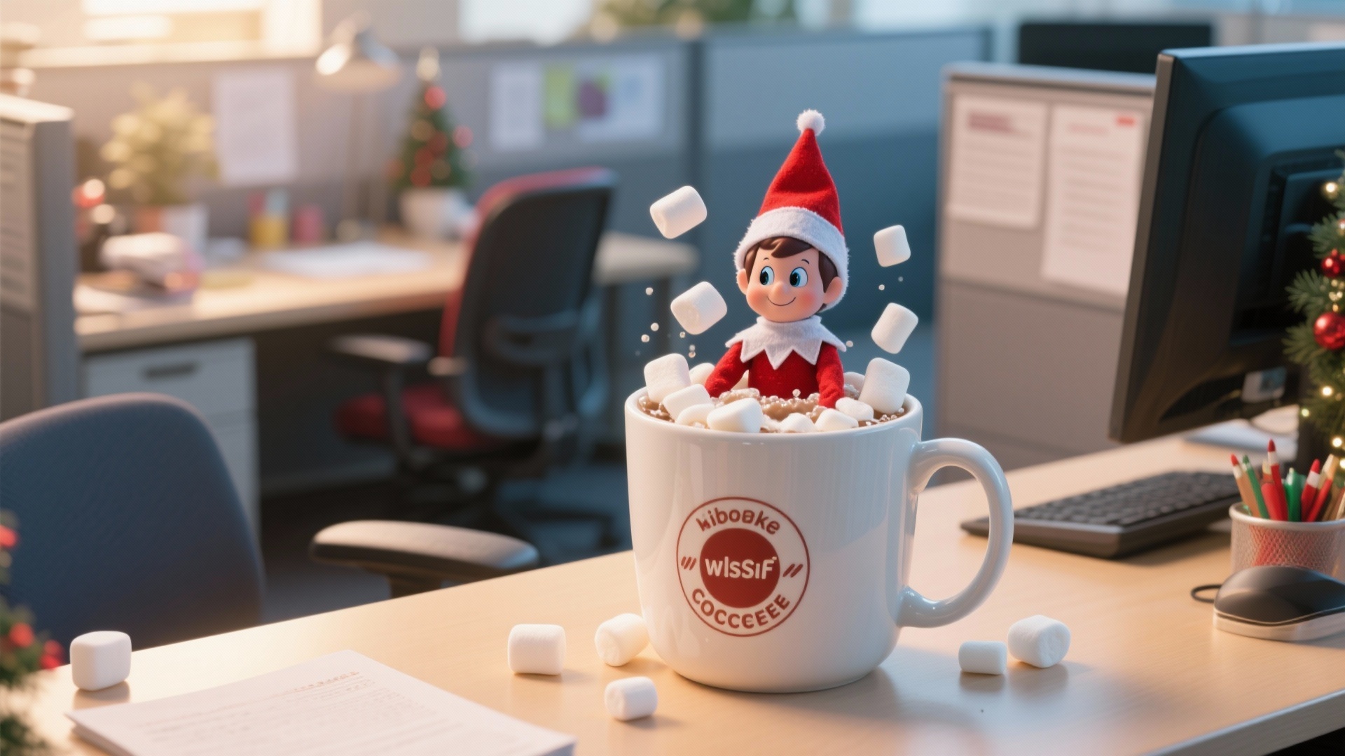 Office Feels Boring? 10 Elf on the Shelf Office Ideas