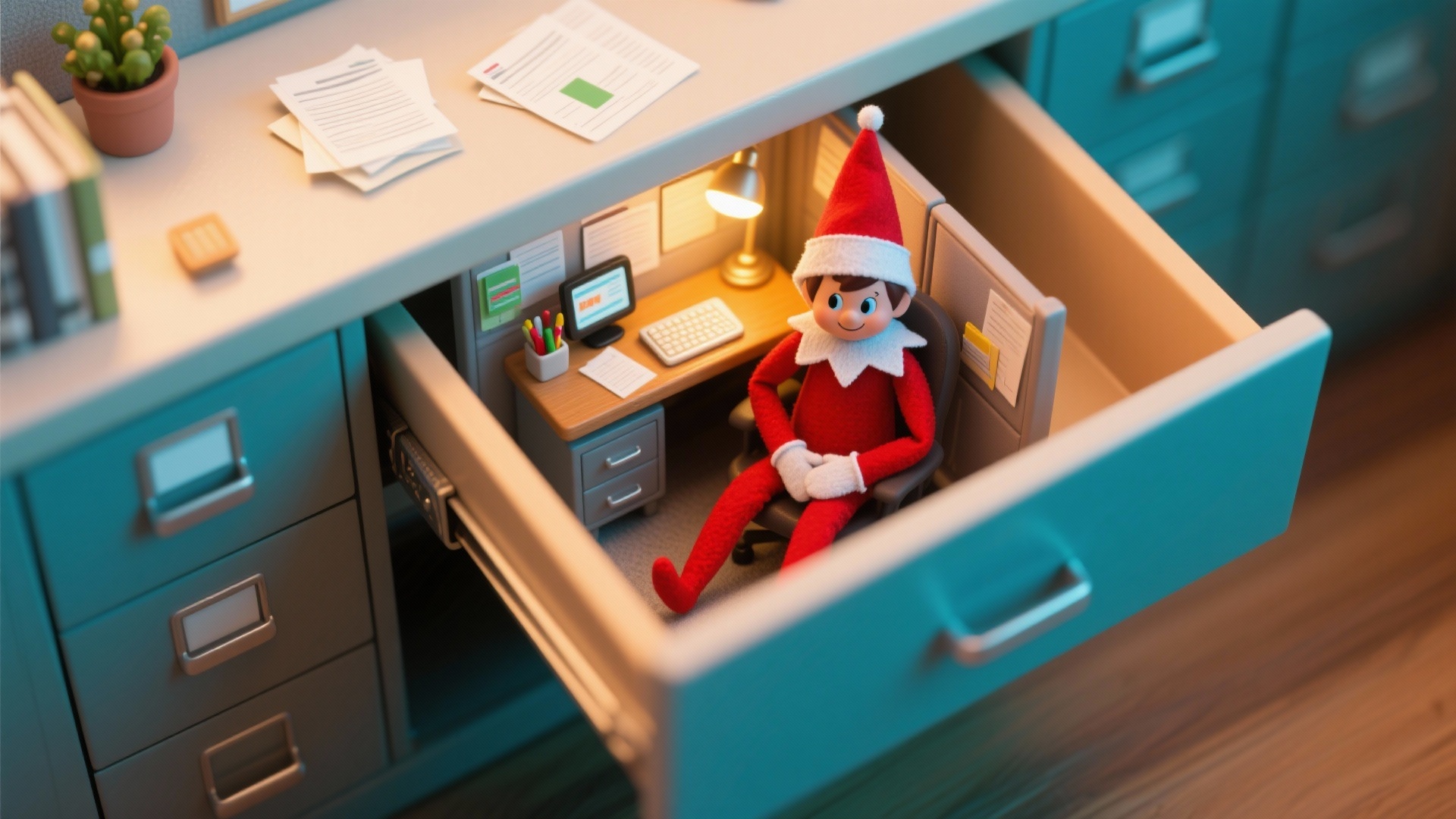 Out of Elf on the Shelf Office Ideas? 10 Desk Setups