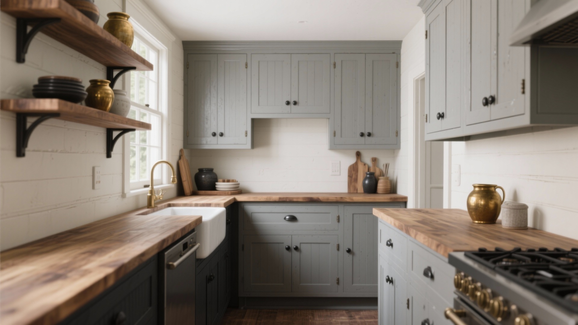 Farmhouse Grey Cabinets: Fix a Small, Dark Kitchen