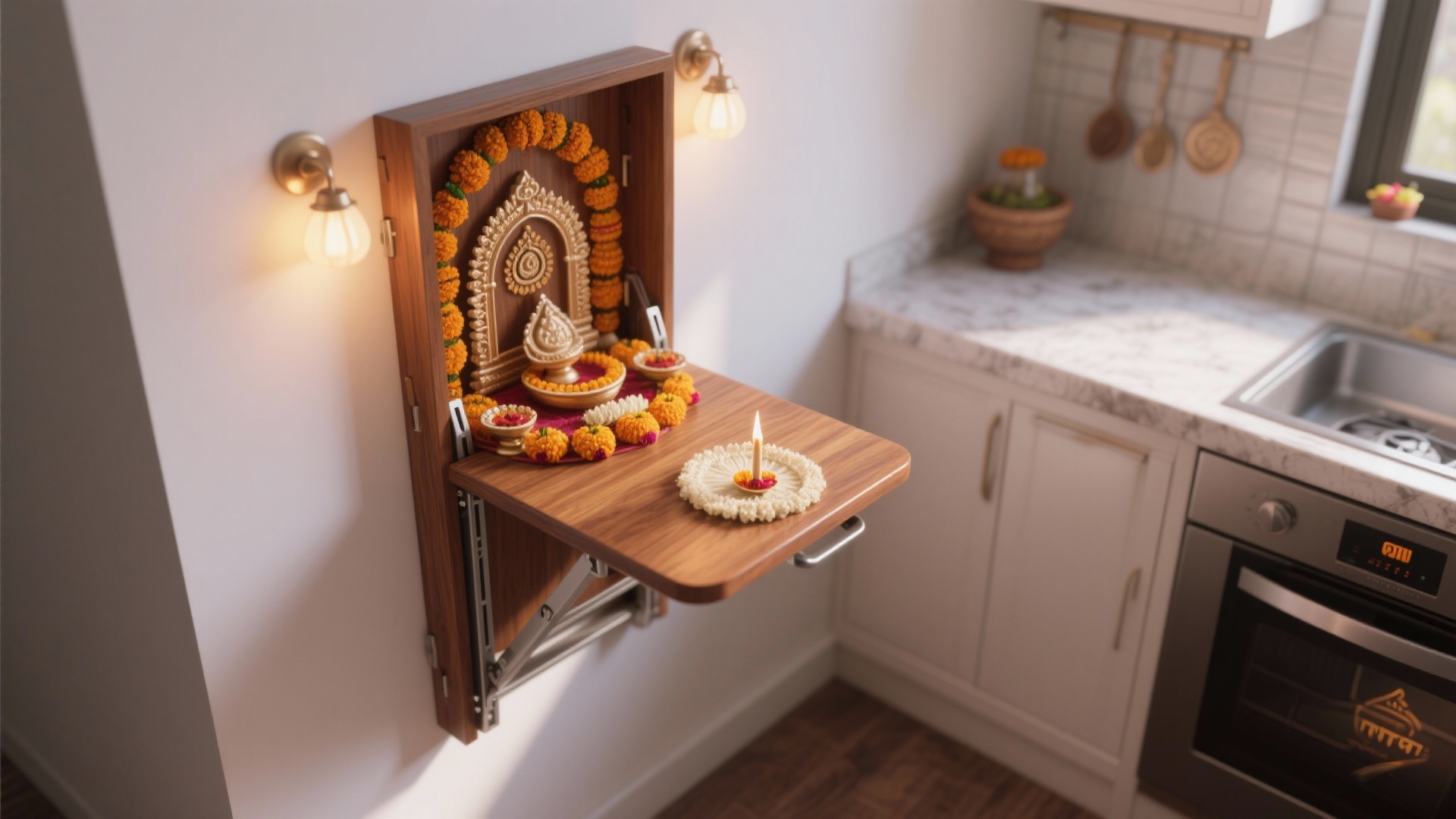 Kitchen Too Small for Pooja? 5 Kitchen Pooja Ideas That Fit