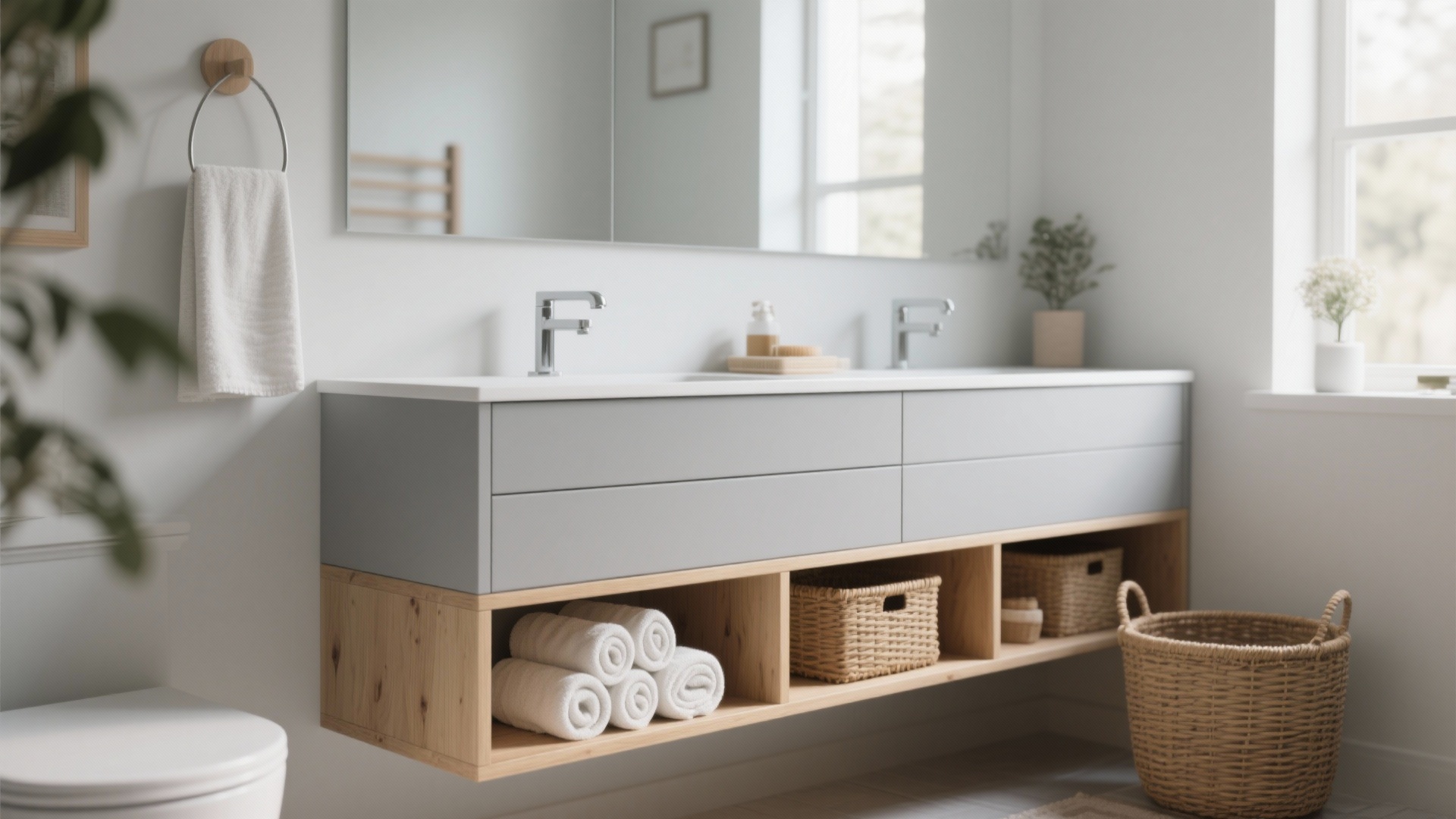 10 Light Grey Vanity Bathroom Ideas from a Designer