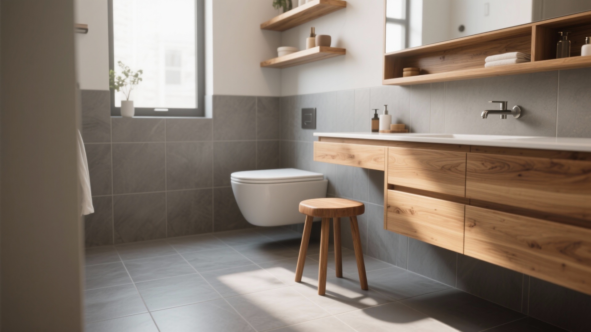 Grey Floor Tiles Bathroom Feels Cold? 5 Design Fixes