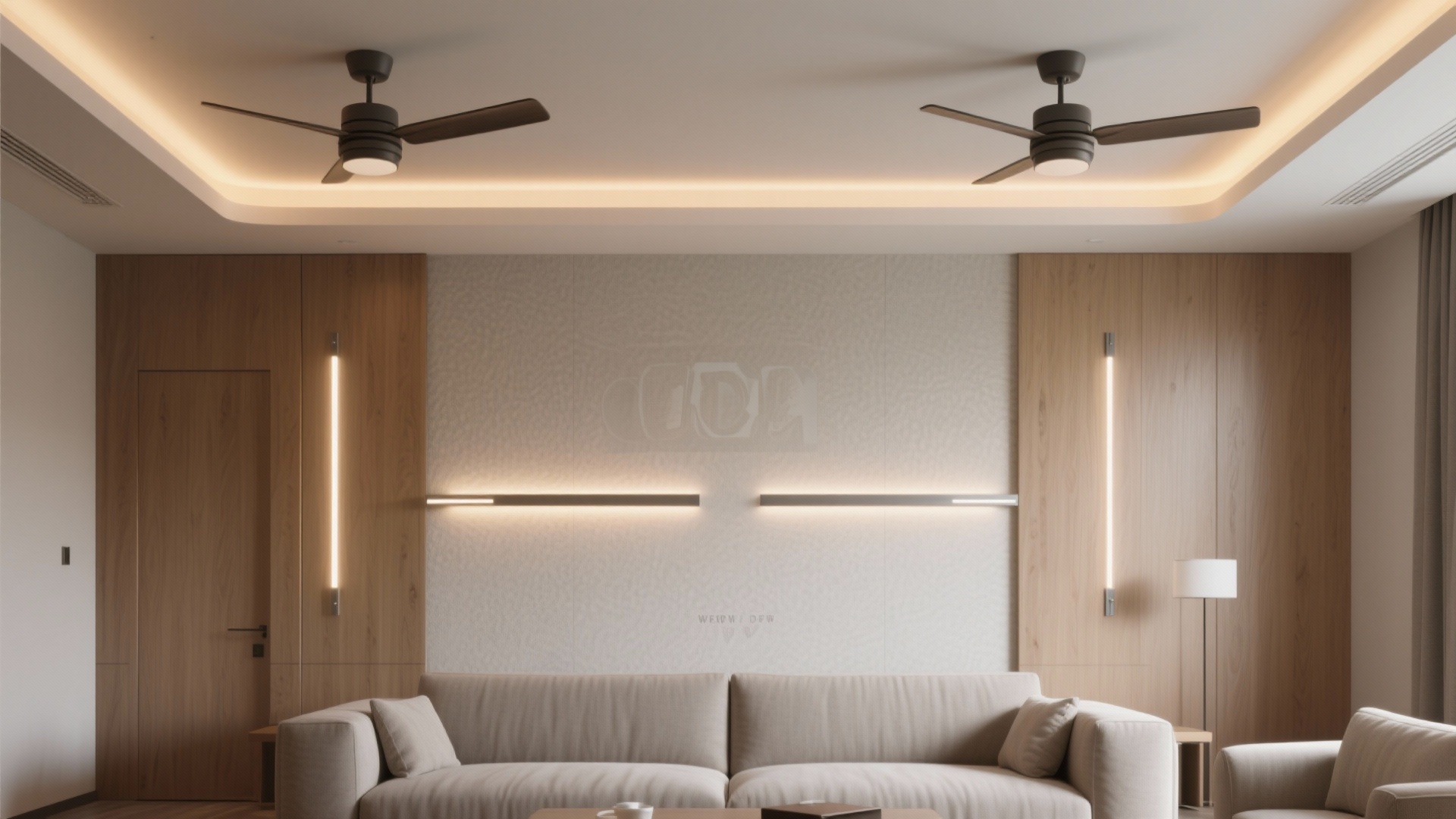 5 Ideas: False Ceiling Design for Living Room with Two Fans