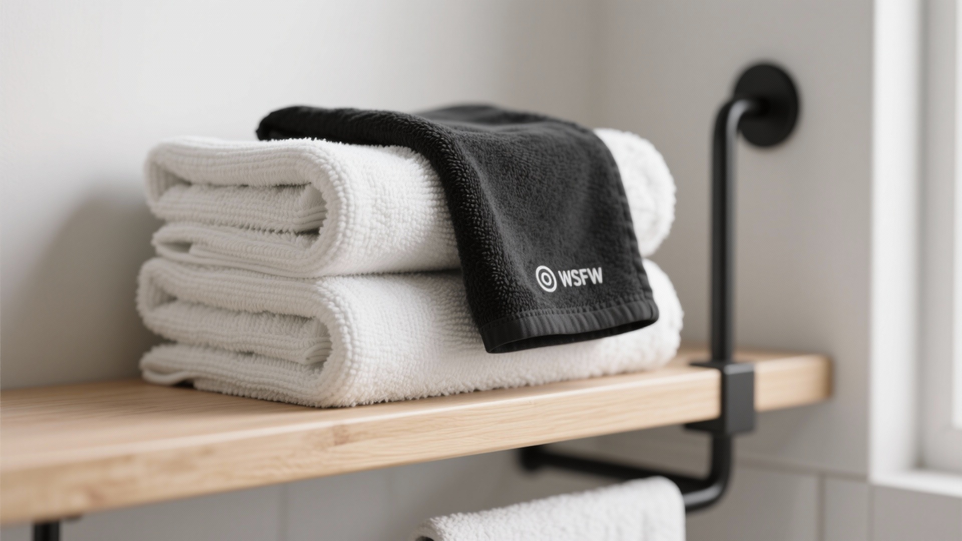 Small Bathroom Looks Messy? Try Black and White Towels