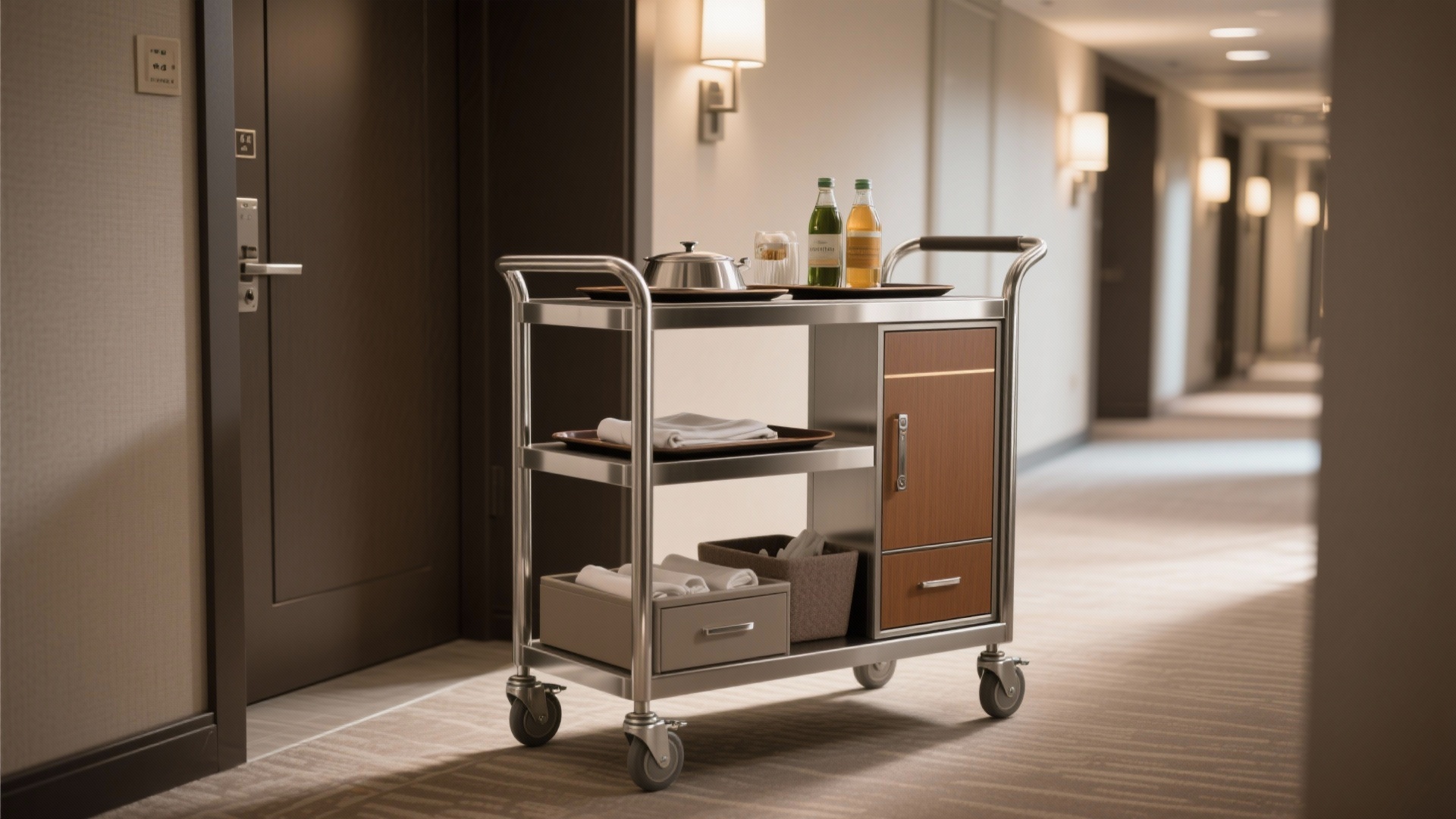 Room Service Trolley: Stylish, Ergonomic, and Quiet Hospitality Design