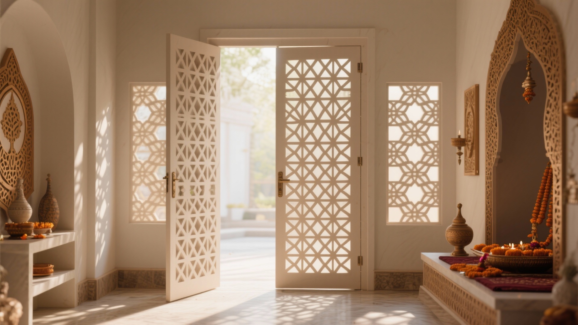 Pooja Room Feels Cramped? 5 Pooja Room Door Designs