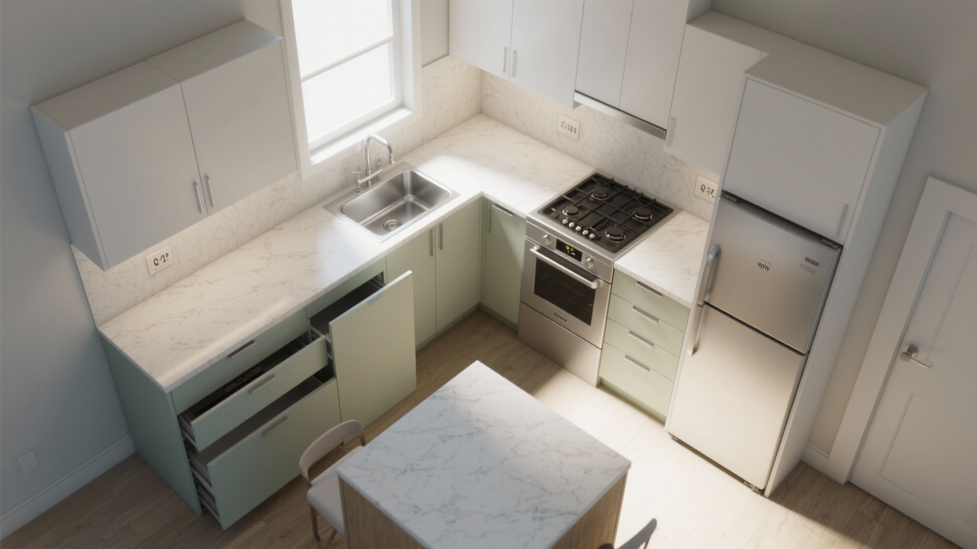 Cramped Kitchen? L Shape Wall Design That Adds Counter Space