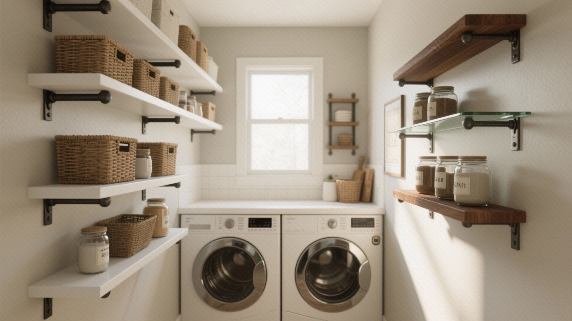 Small Laundry Room Still Cluttered? 5 Floating Shelves Ideas