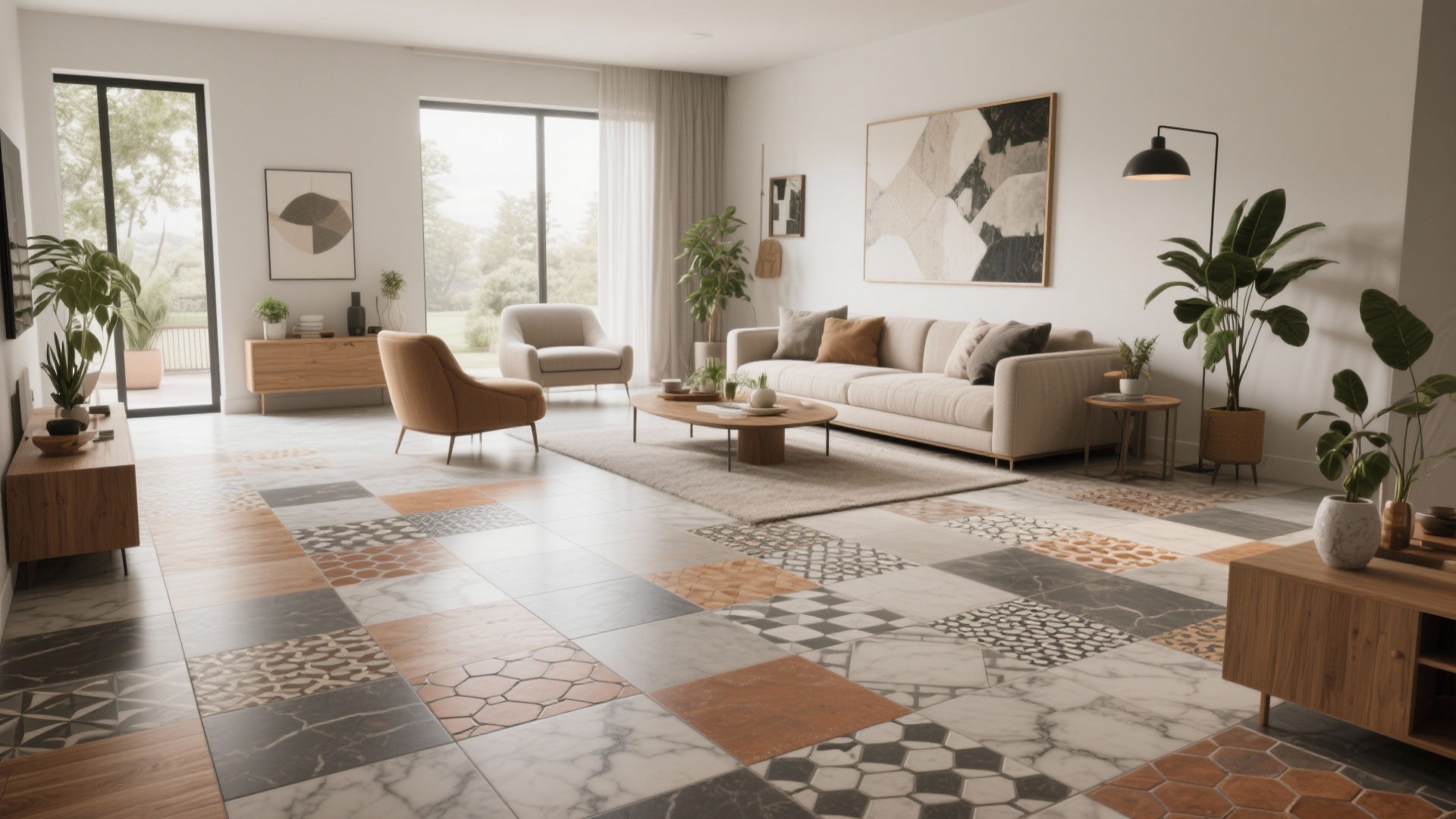 10 Living Room Tile Floor Ideas