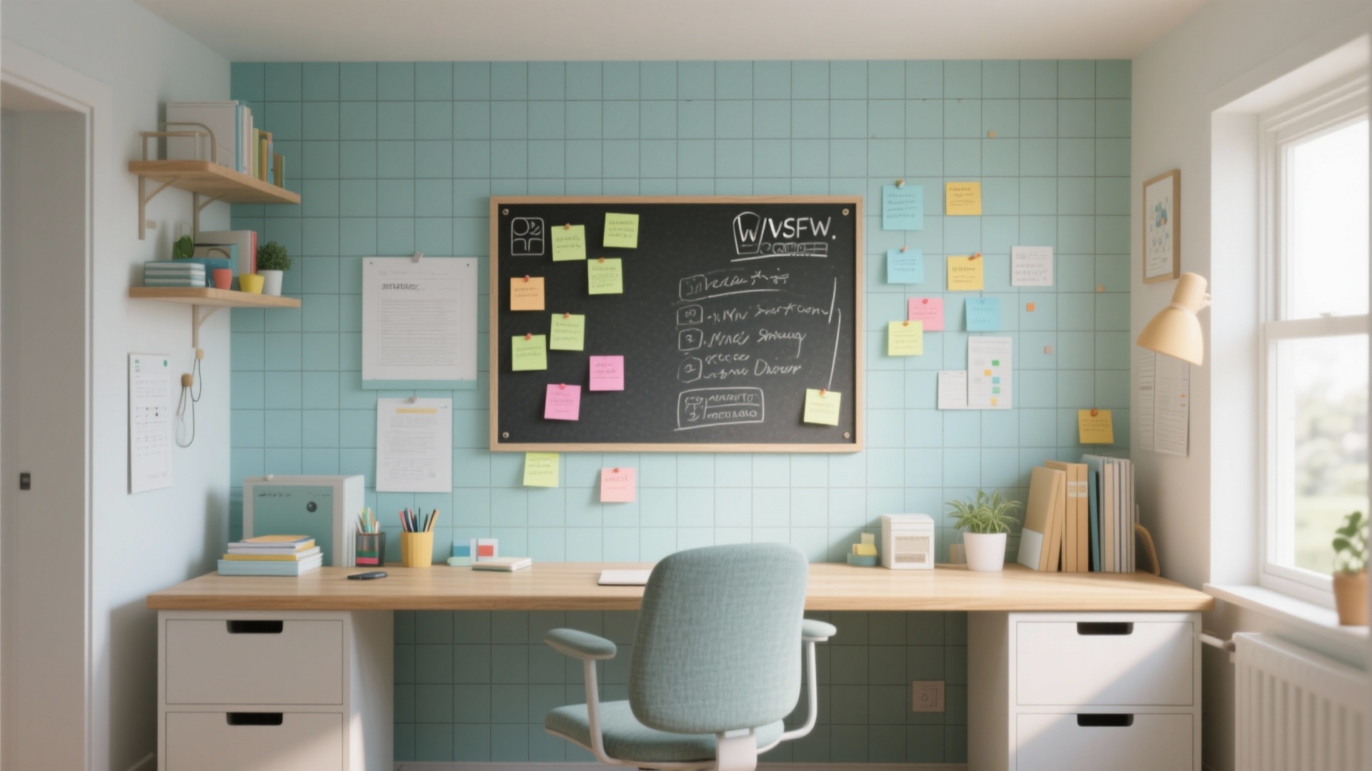 5 smart ideas: 3D wallpaper for study room