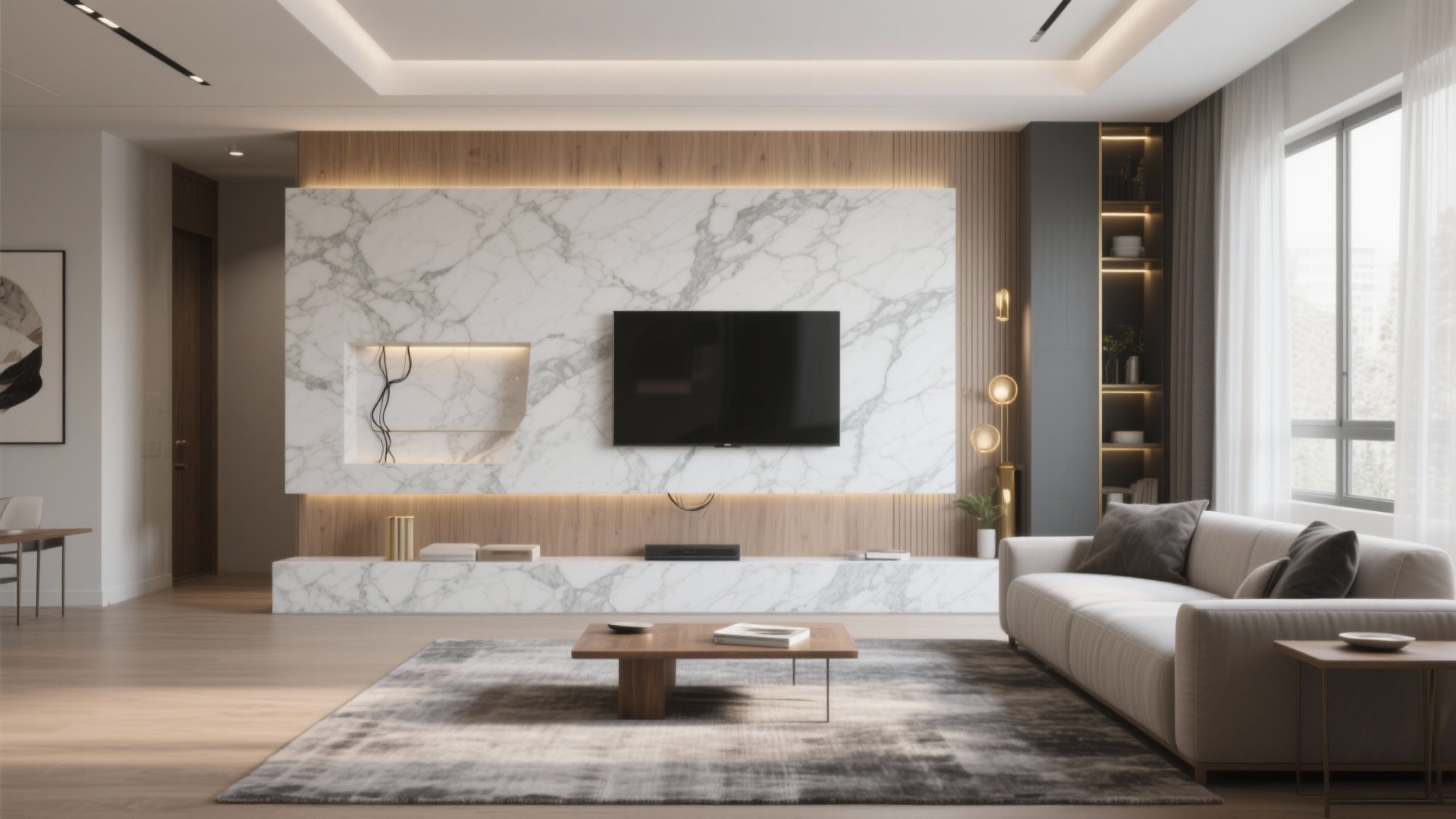 Small Living Room Feels Plain? 5 Marble Wall Design Fixes