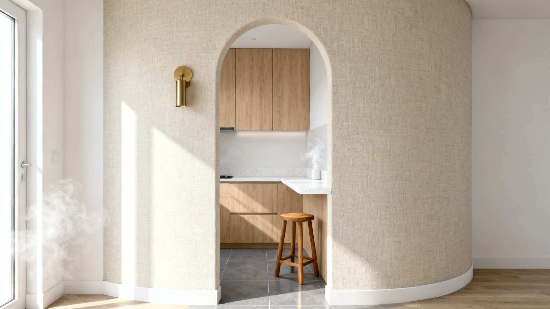 5 kitchen arch designs with different wallpapers