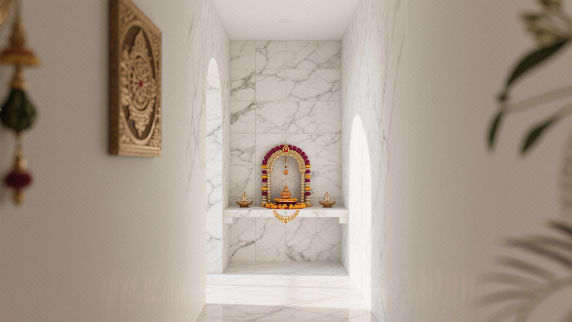 5 Modern Pooja Room Tiles Design Ideas