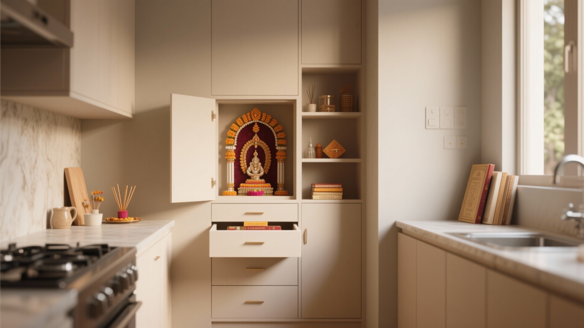 Small Kitchen but Need a Pooja Room in Kitchen? 5 Smart Ideas