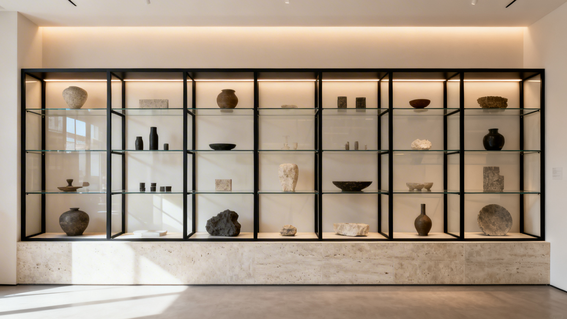 5 wall showcase designs for living room with glass