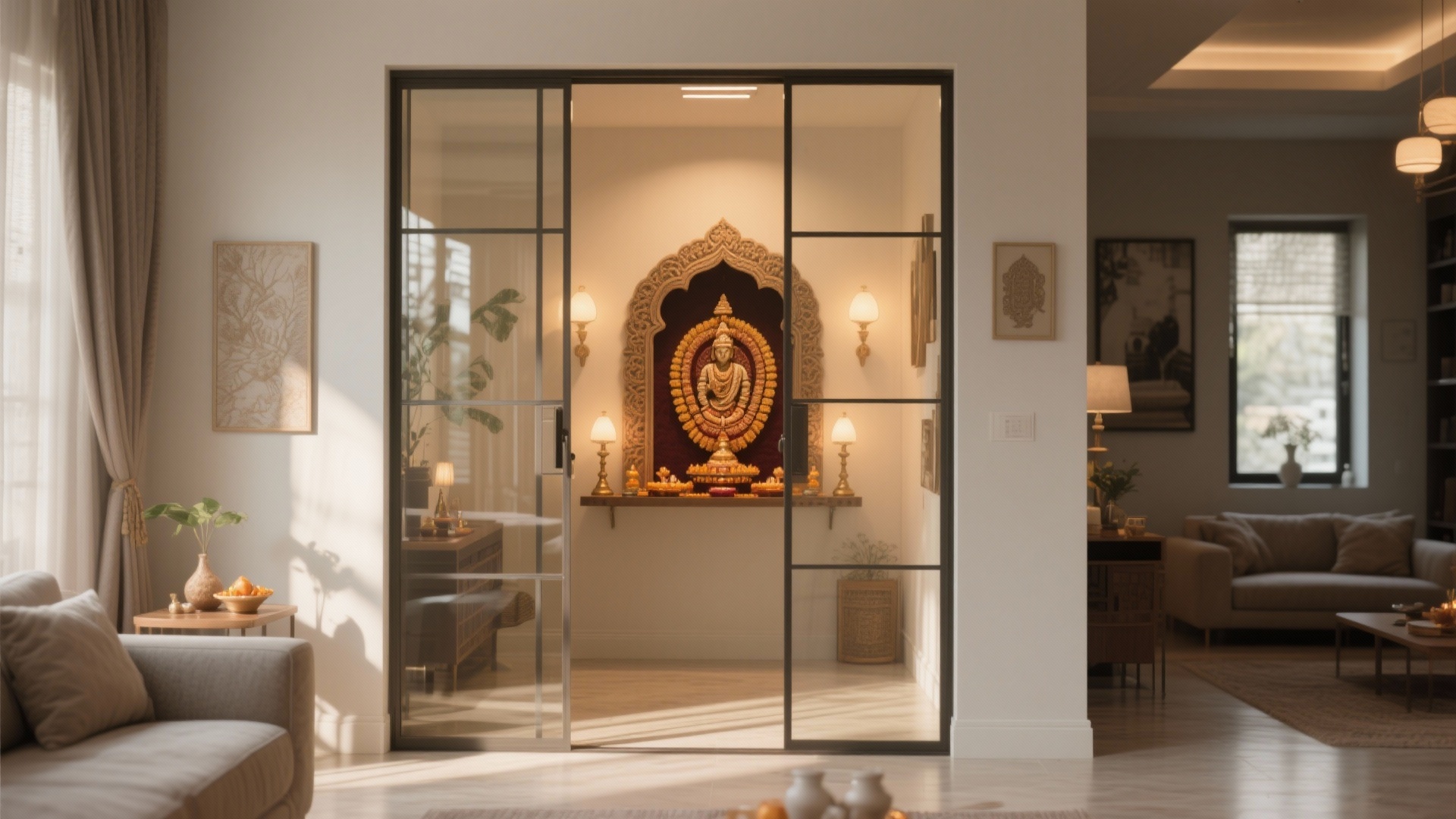 5 Glass Pooja Room Door Designs