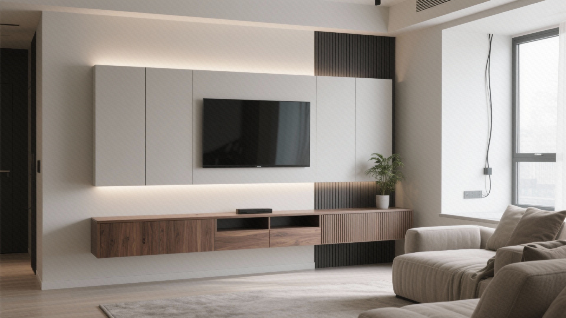 Modern TV Unit: Fix a Cluttered, Glare‑Prone TV Wall