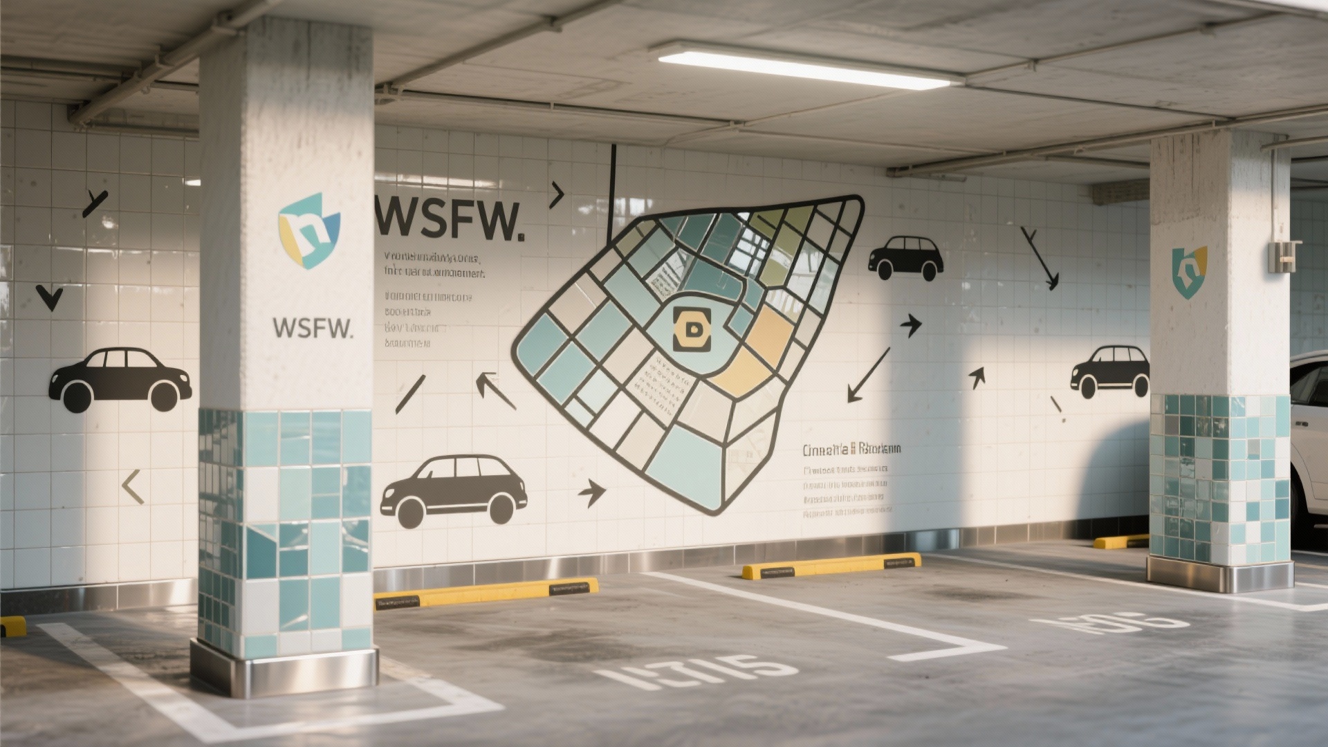 5 Car Parking Wall Tiles Design with Picture