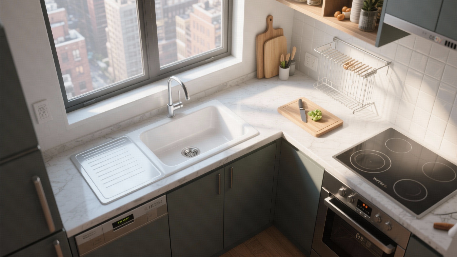 Small Kitchen Feels Cramped? 5 White Drop-In Sink Ideas