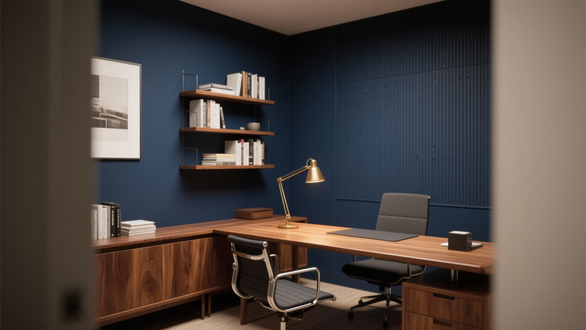 Small Office Feels Dull? 5 Navy Home Office Ideas That Work