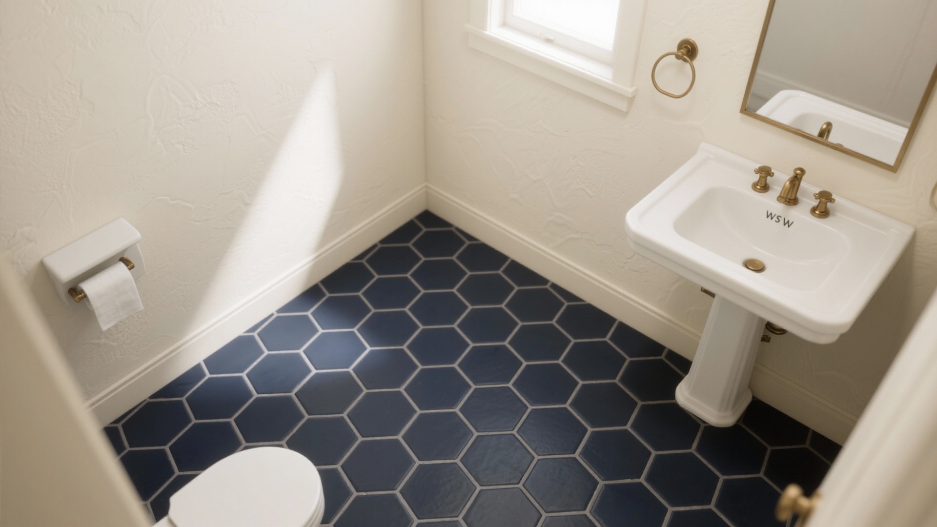 Small Bathroom Feels Cramped? Blue Bathroom Floor Tiles Ideas