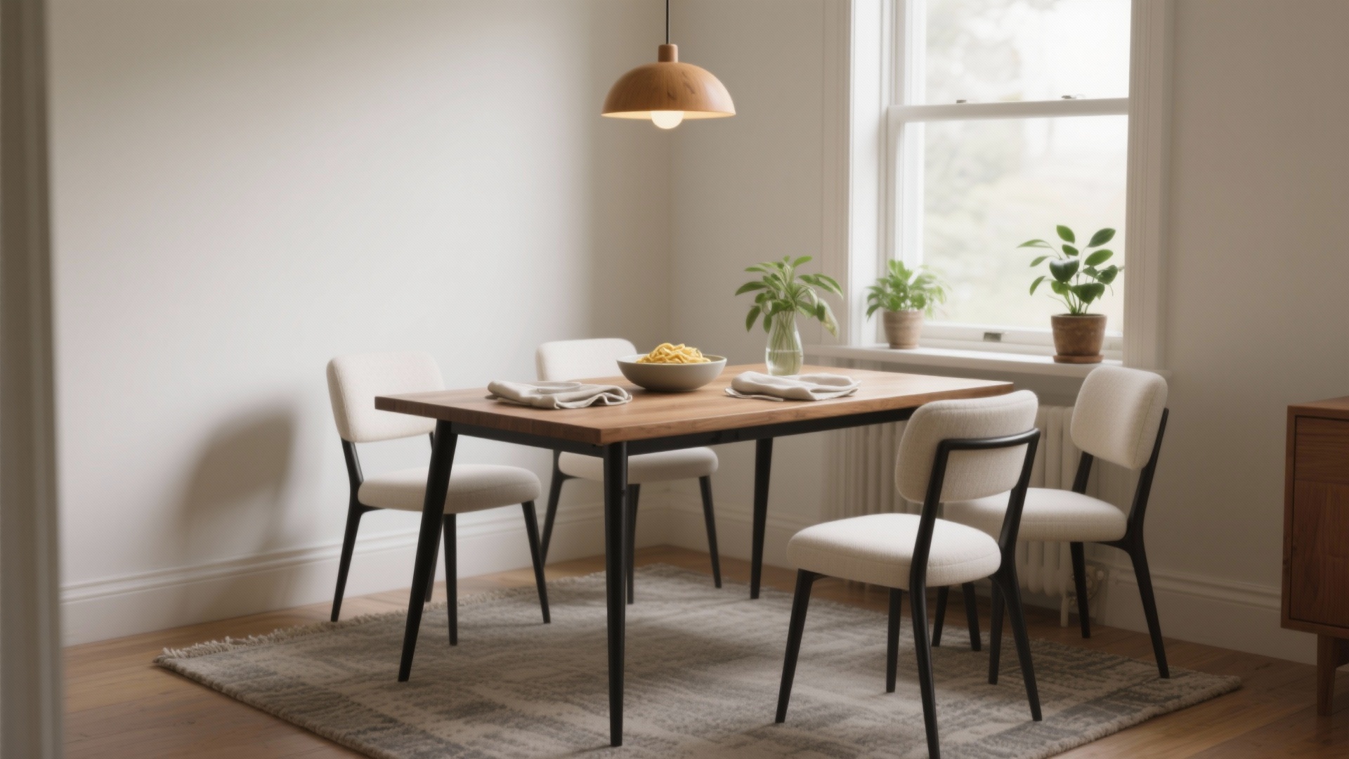 Small Dining Area Feels Cramped? Off-White Dining Chairs Help
