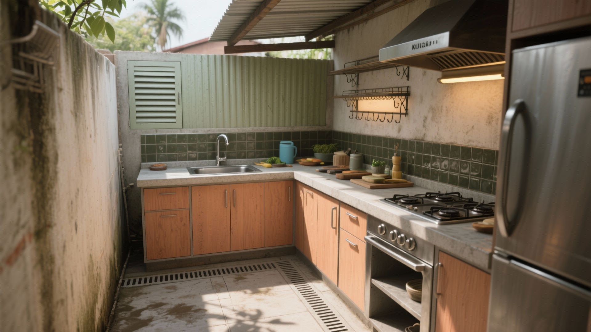 Outside Filipino Dirty Kitchen Design for Small Spaces