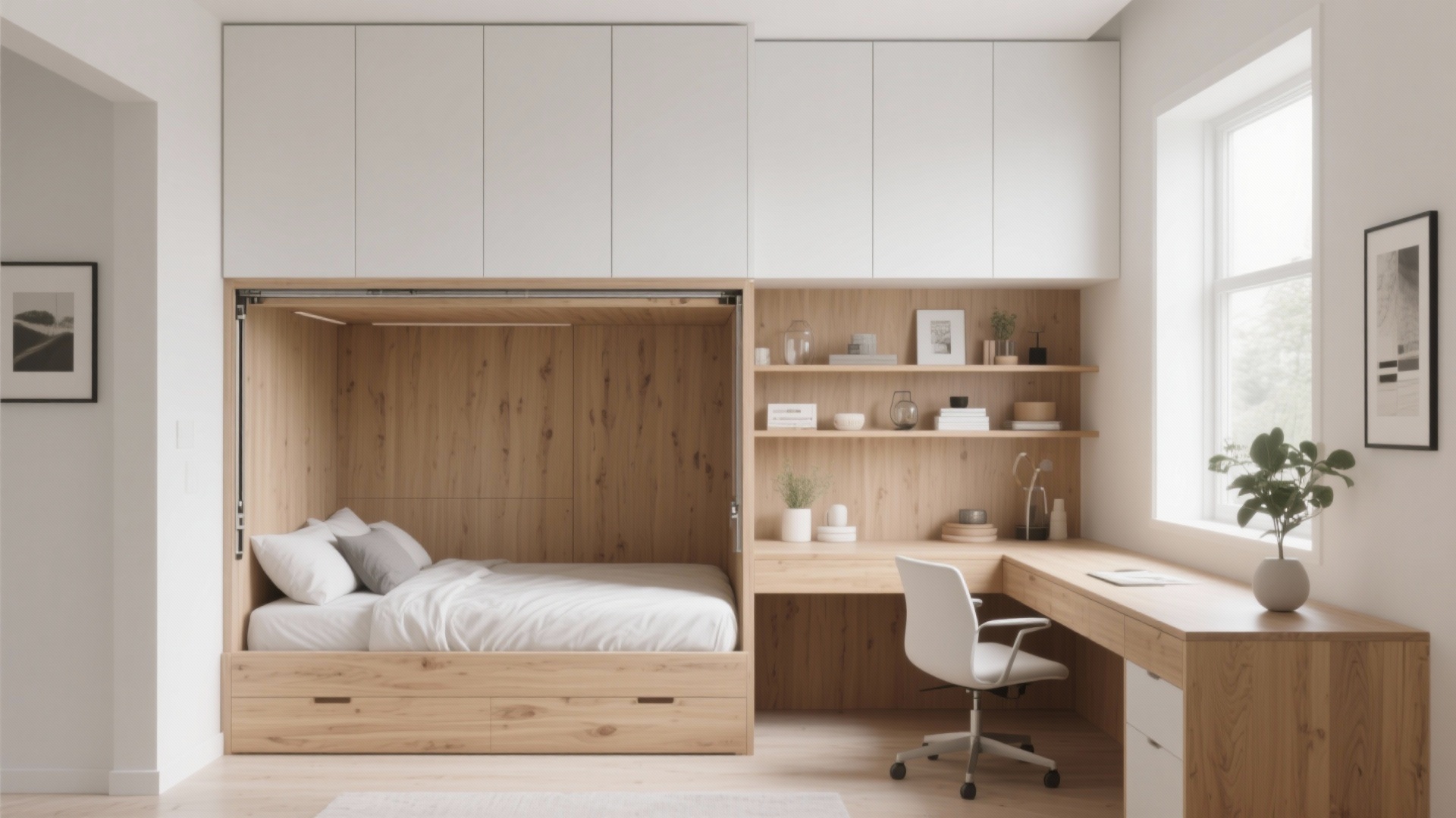 Small Room Can't Fit Bed + Desk? Murphy Bed Office Ideas