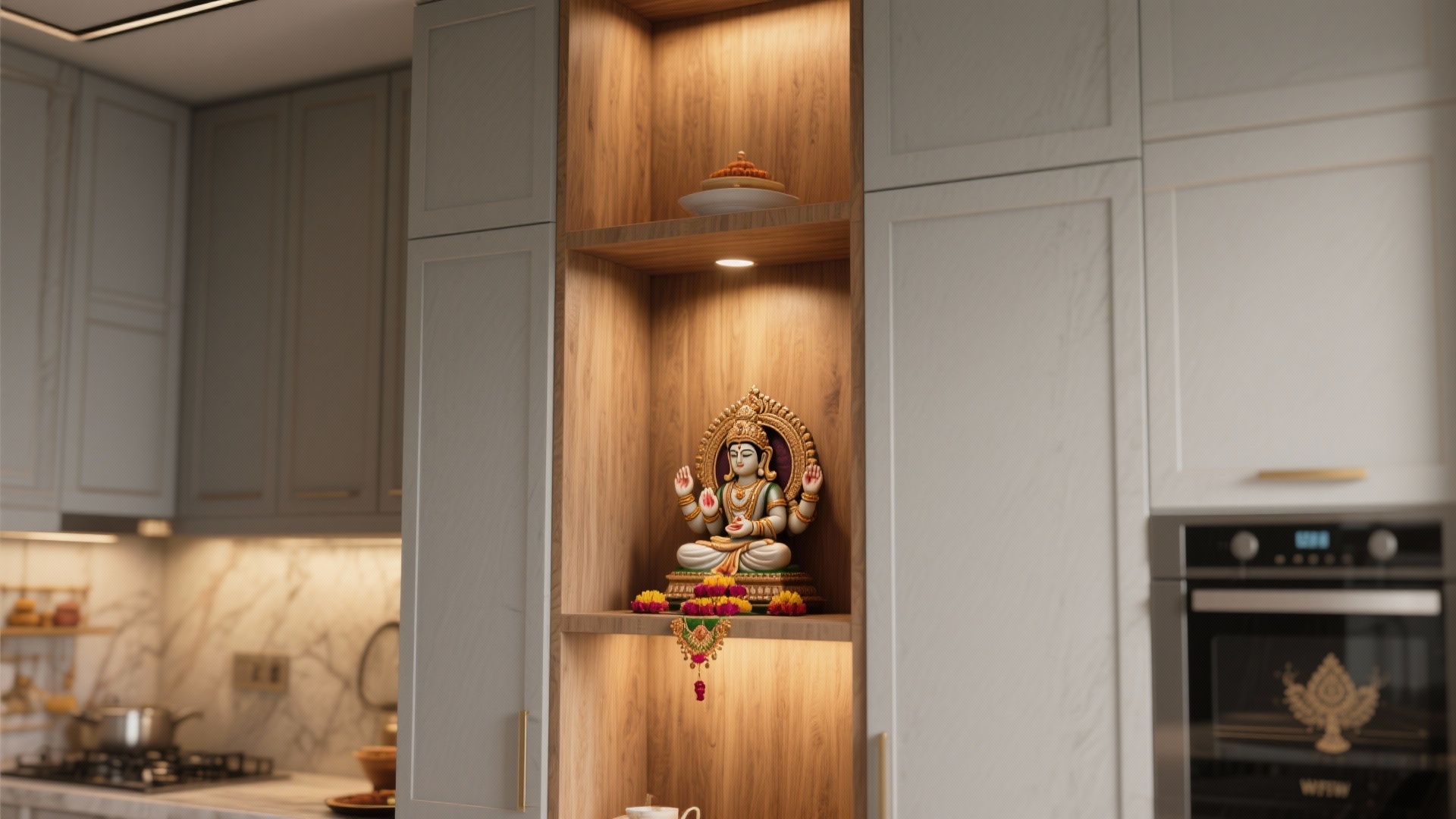 Kitchen Too Small for Pooja? 5 Kitchen Pooja Ideas That Fit