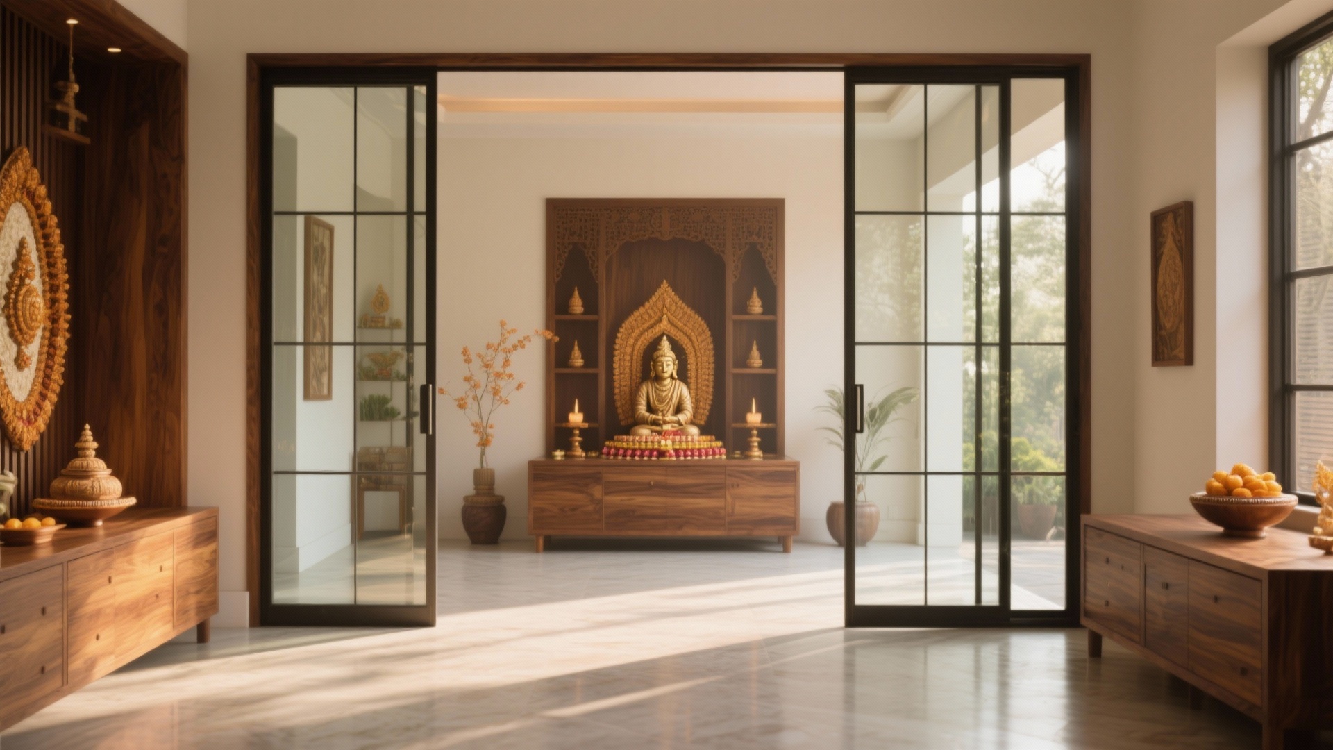 Small Pooja Room Feels Dark? 5 Glass Door Ideas That Add Light