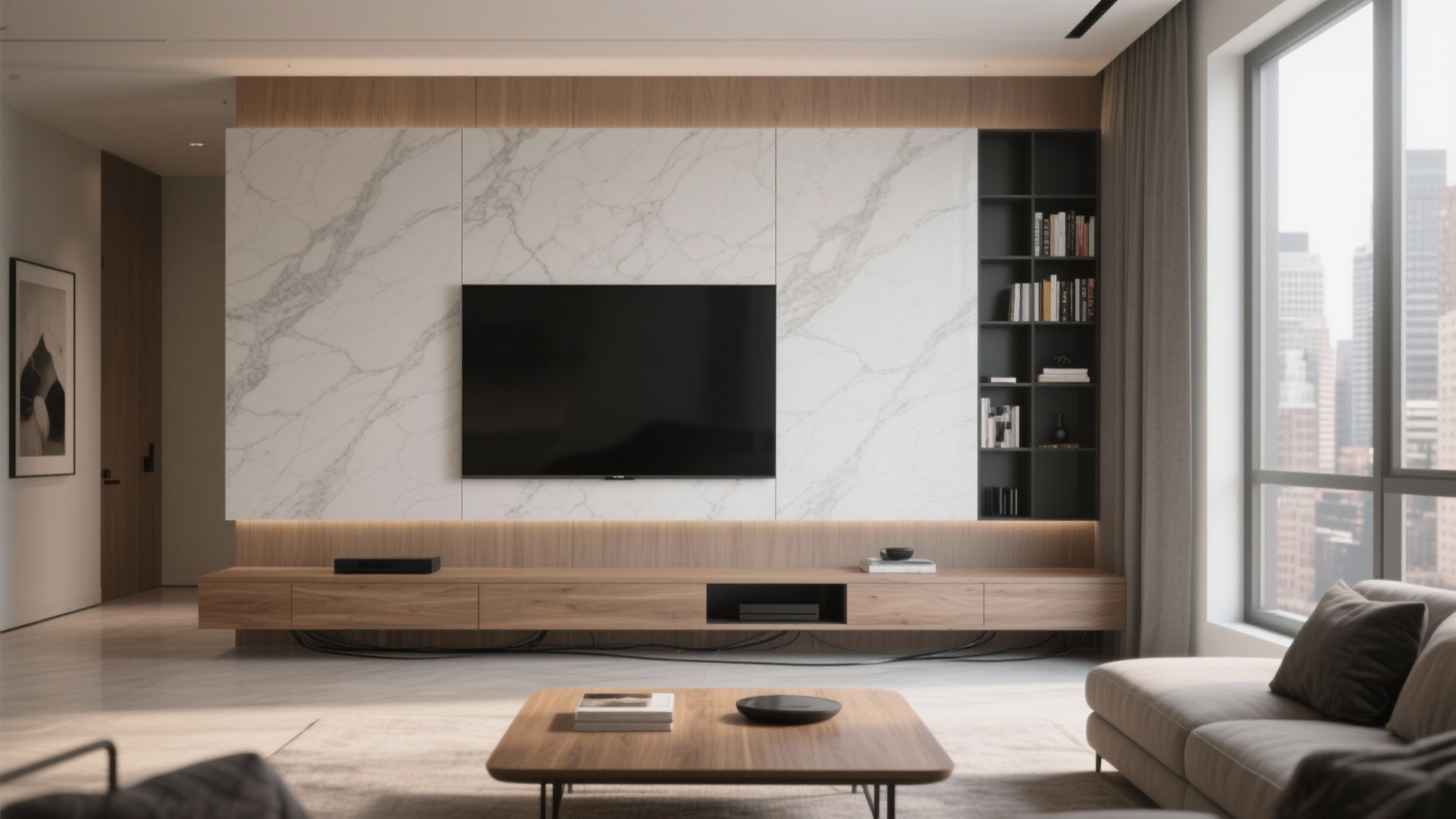 TV Wall Looks Plain? 5 Living Room TV Wall Tile Designs