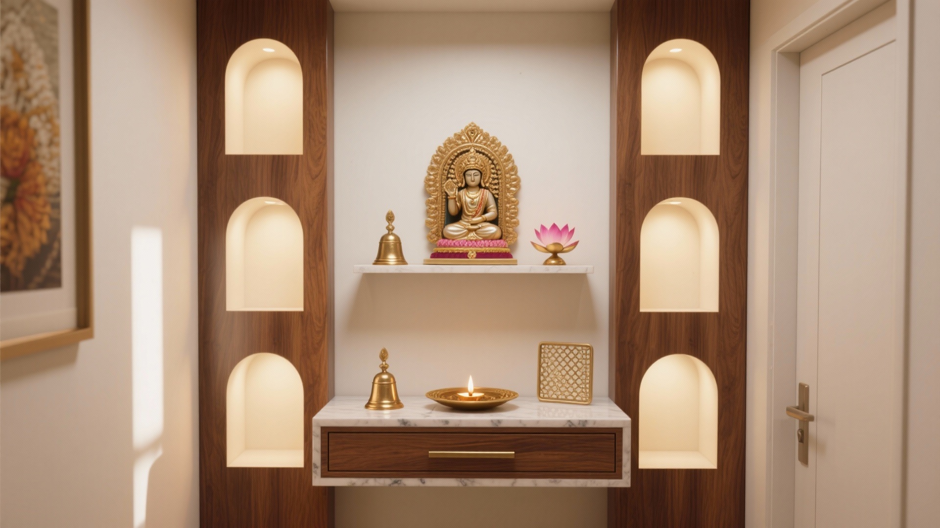 5 Puja Room Wall Designs for Small Spaces