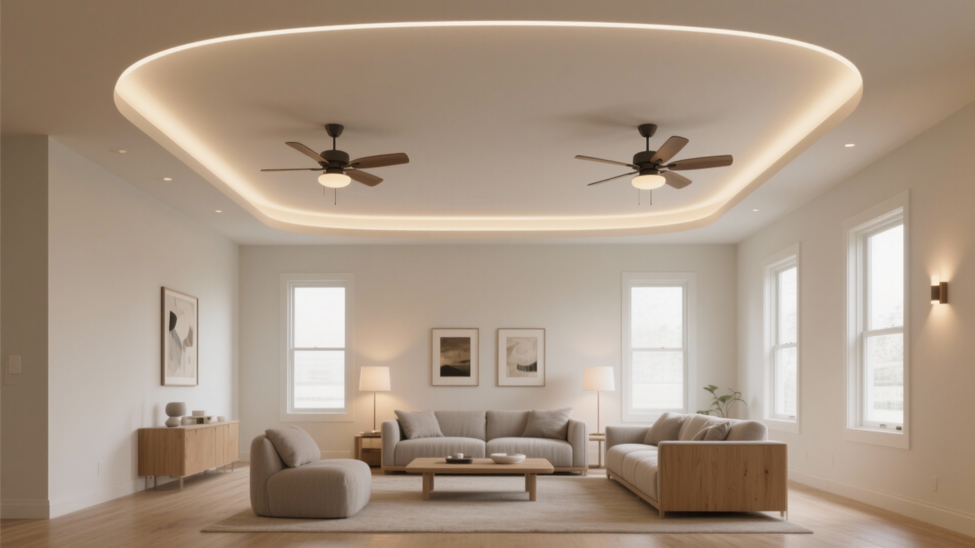 Two Fans in a Rectangular Living Room? 5 False Ceiling Fixes