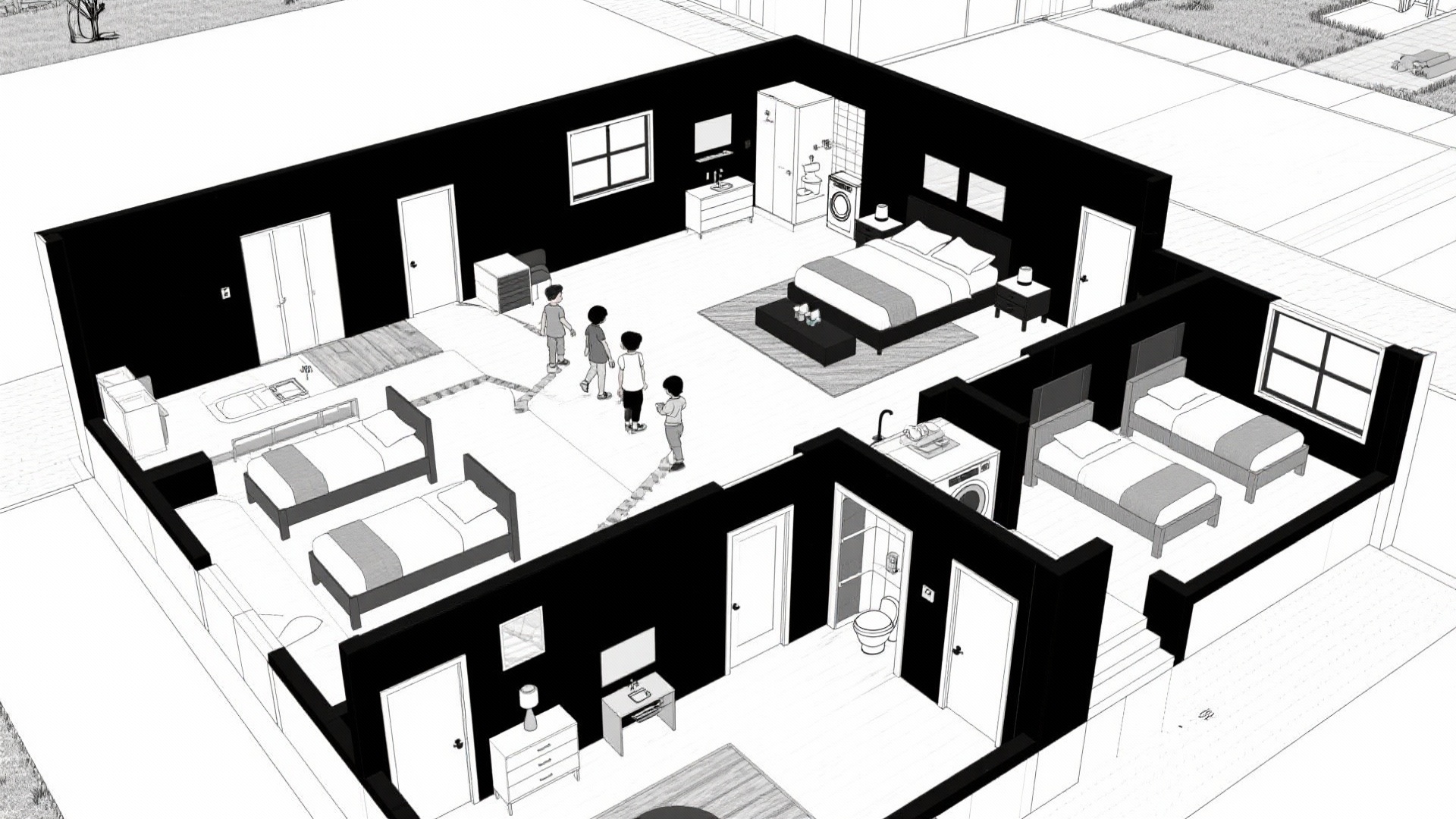 4-Bedroom Ground Floor Plan: Future-Ready Spatial Interface