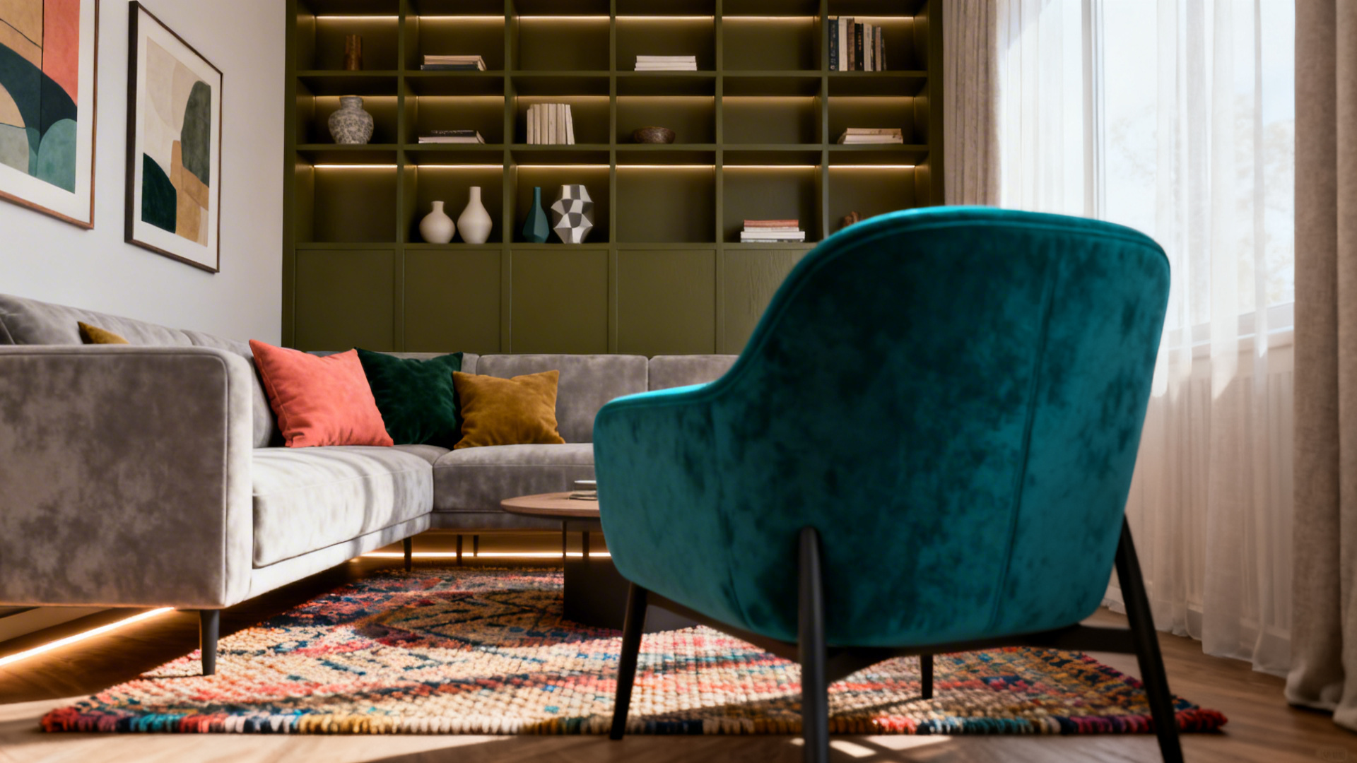 Living room with pops of color — 5 ideas
