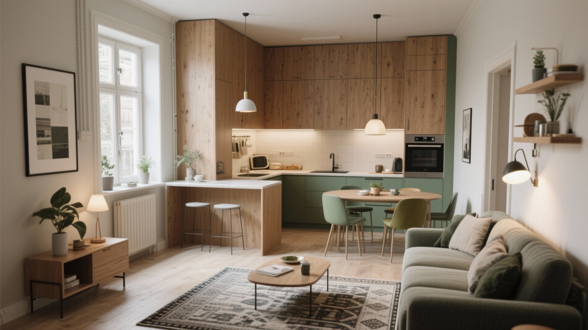 Small living room with kitchen: 5 design ideas