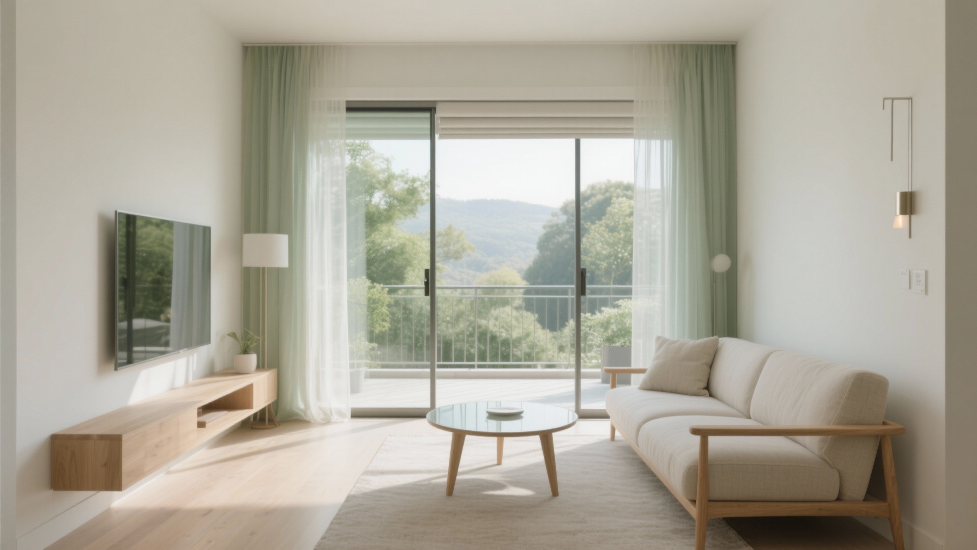 5: small living room with sliding glass door arrangement